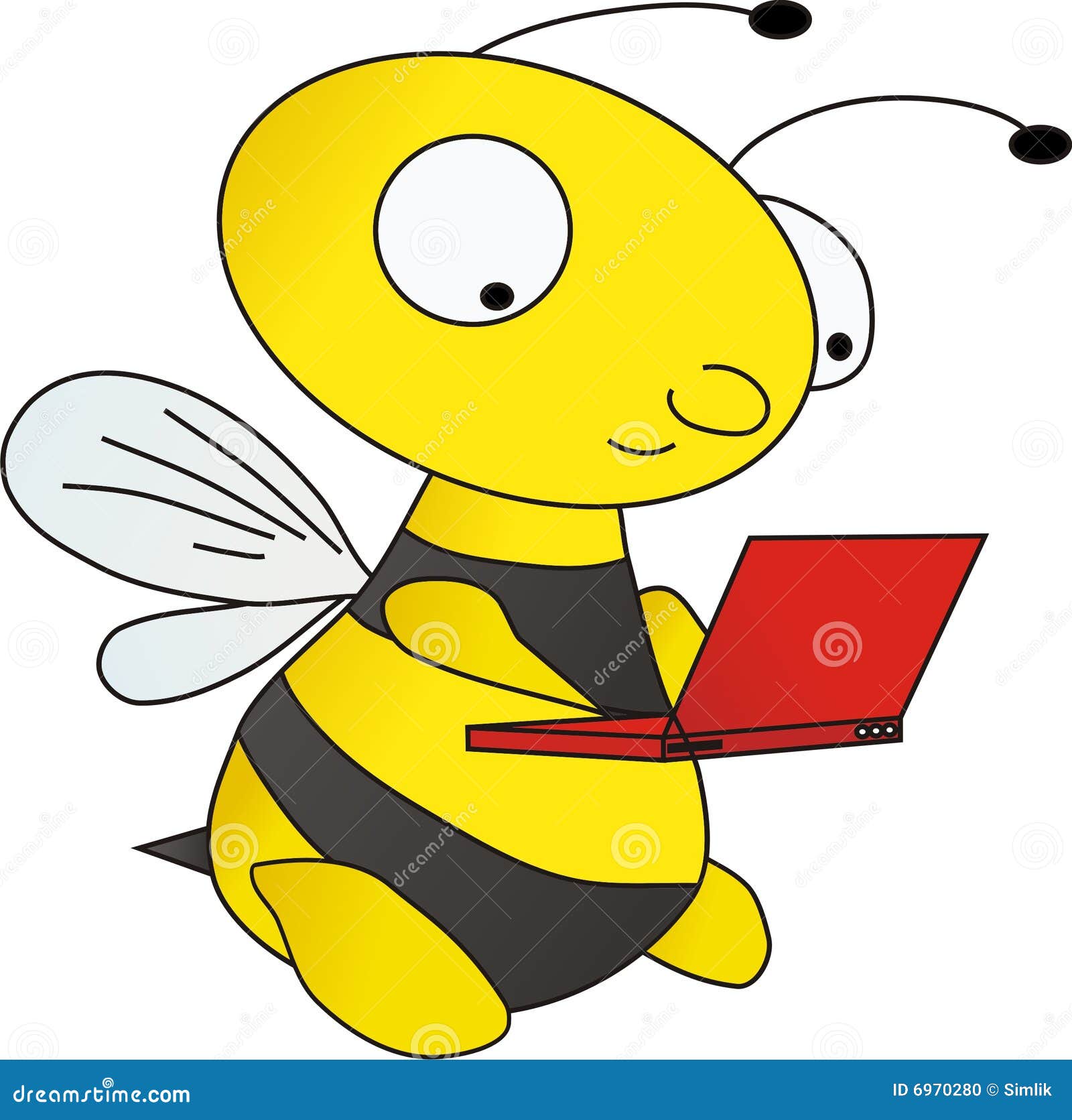 Bee with laptop stock vector. Illustration of bumble, black - 6970280