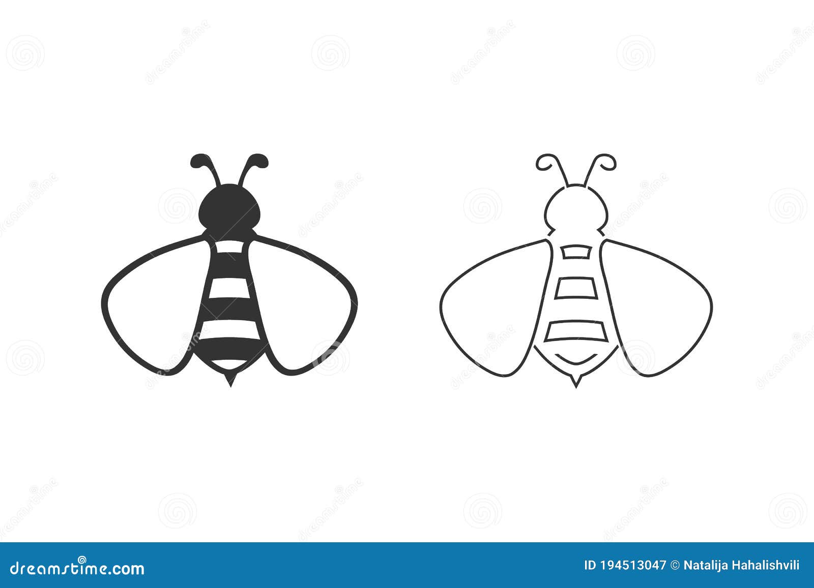 Bee Line Icon Set Logo. Vector Stock Vector - Illustration of honeybee ...