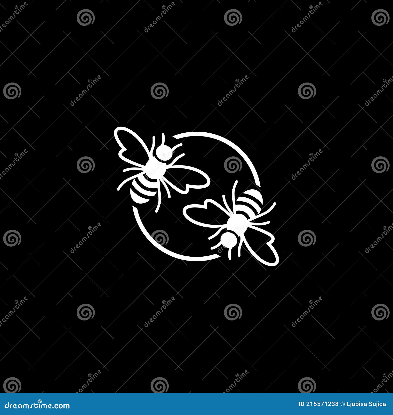 Bee Logo Icon Isolated on Dark Background Stock Vector - Illustration ...