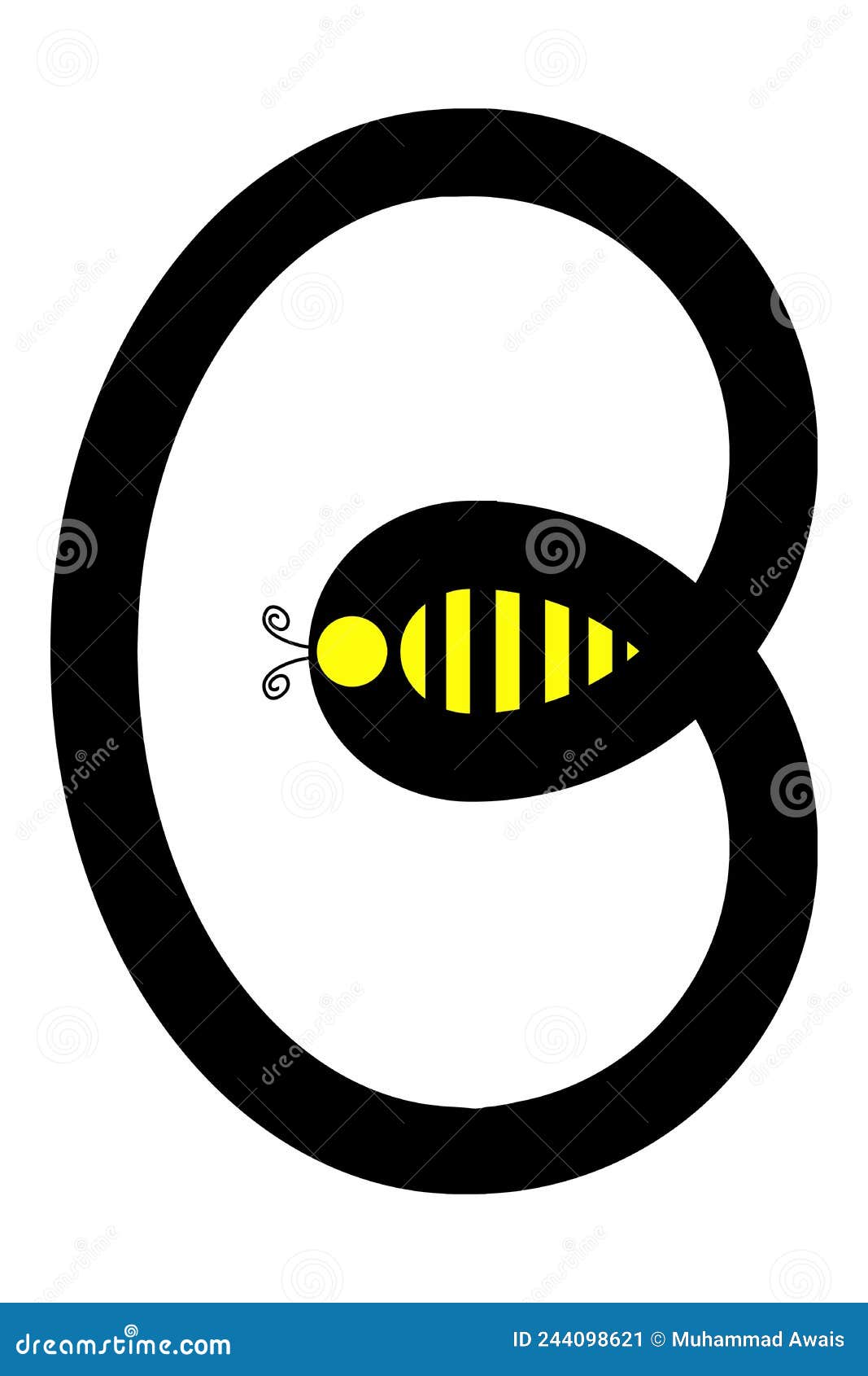 B Logo Design with Bee Shape Inside Stock Illustration - Illustration ...