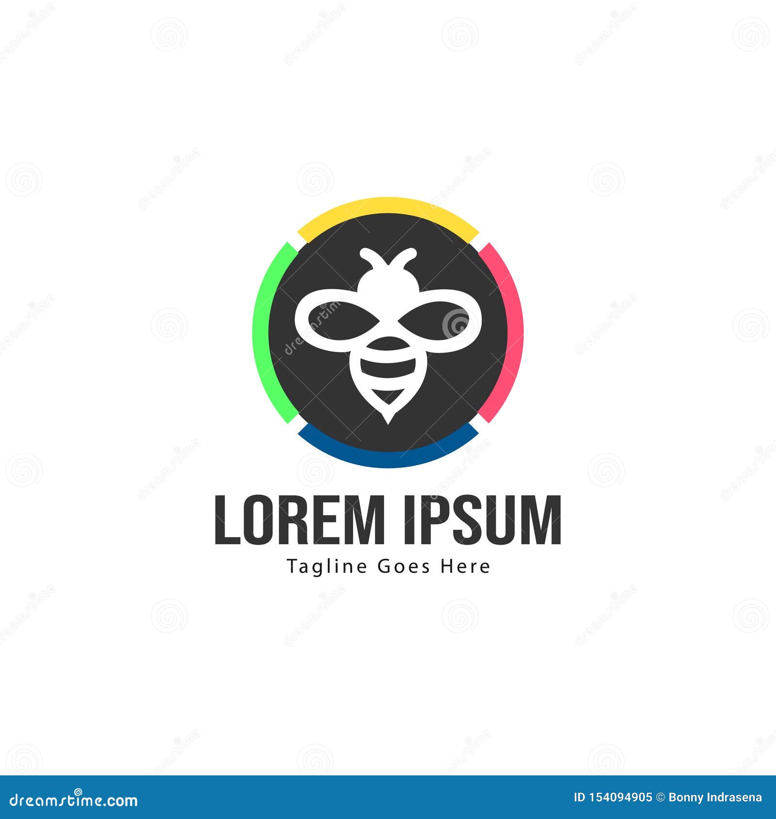 Bee Logo Template Design. Minimalist Bee Logo with Modern Frame Stock ...