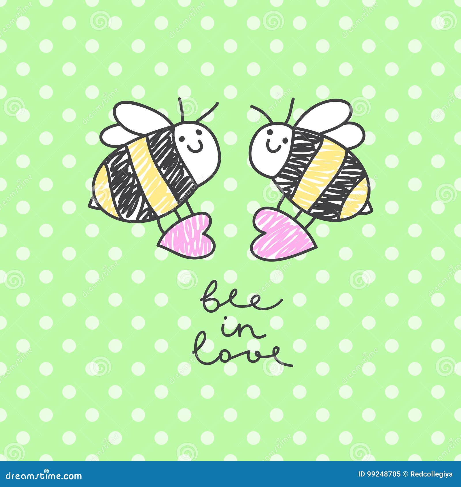 Bee in love card stock illustration. Illustration of insect - 99248705