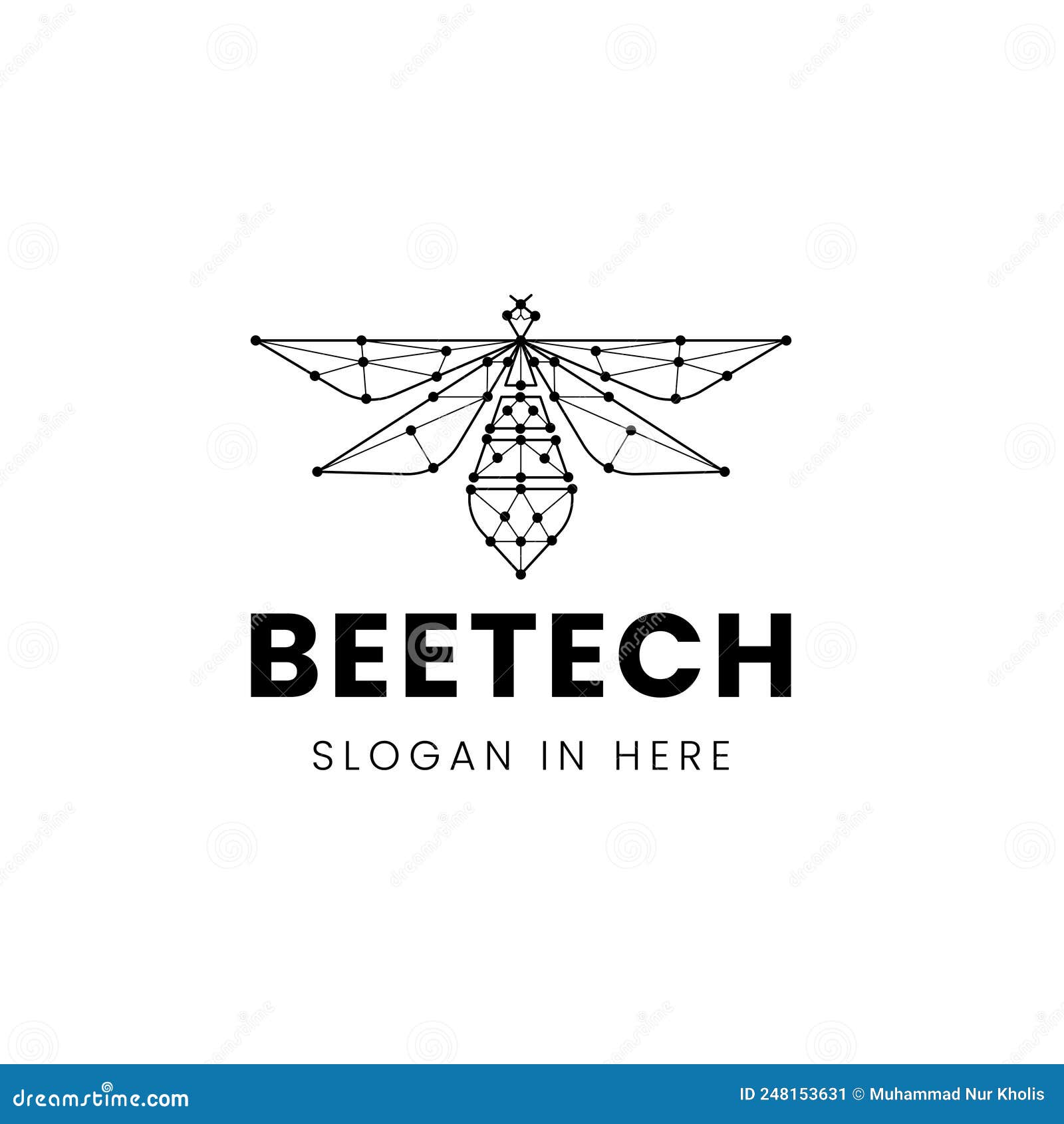Bee with Low Poly Line Art Style Logo Design Illustration Stock Vector ...