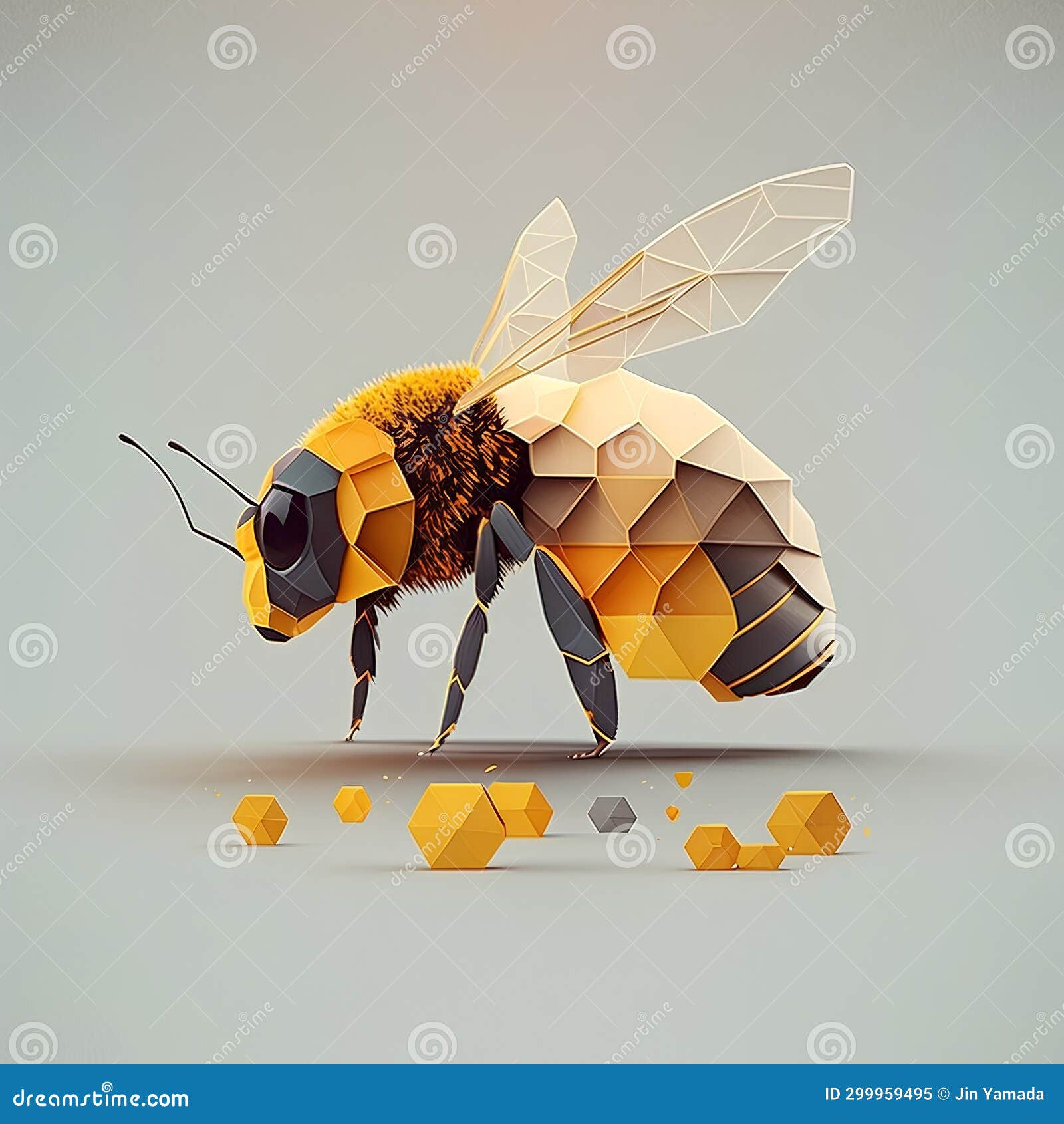 Bee in Low Poly Style. 3d Vector Illustration Stock Illustration ...