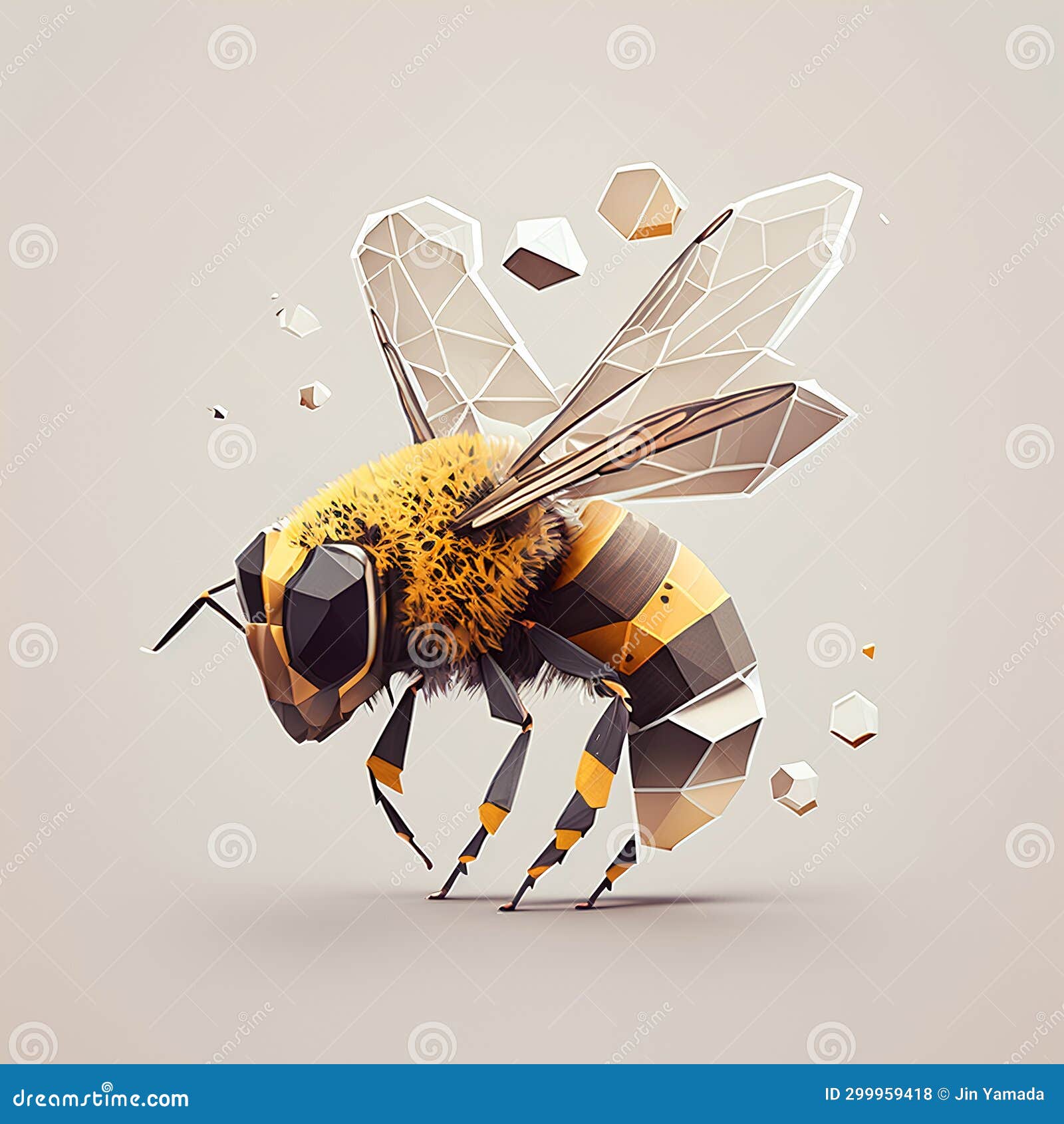 Bee in Low Poly Style. 3d Vector Illustration Isolated on White ...