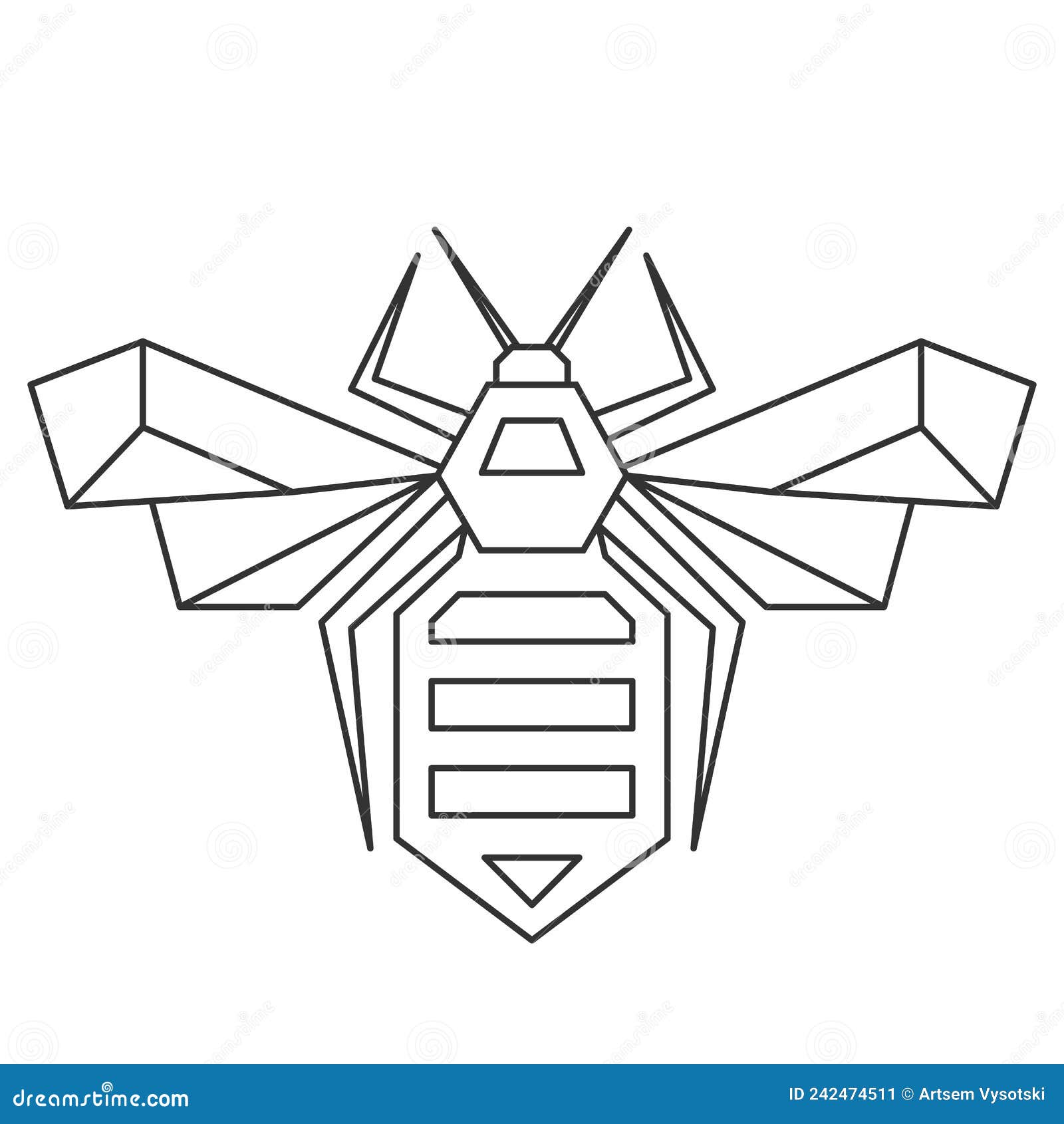 Bee. Low Polygon Linear Illustration Stock Vector - Illustration of ...