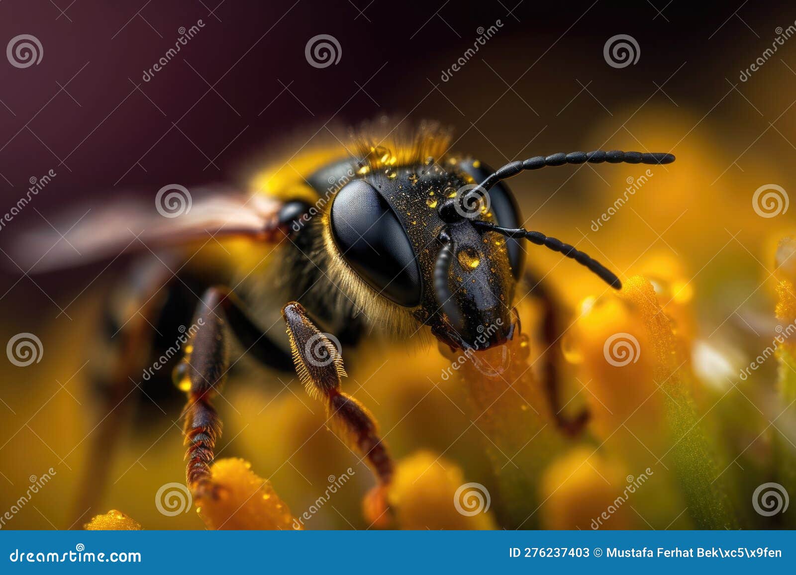 Bee, Macro Photography, Close Up Shallow Focus. Generative AI Stock ...