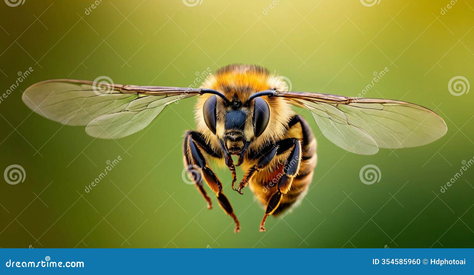 Bee Macro Specimen, Flying Insect , Side Front Back Stock Illustration ...