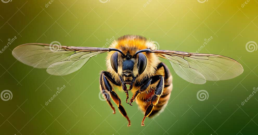 Bee Macro Specimen, Flying Insect , Side Front Back Stock Illustration ...