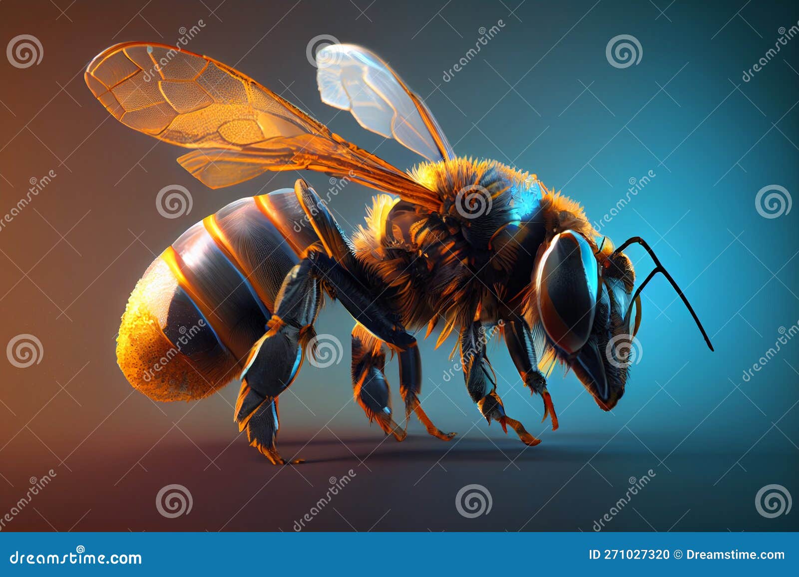 BeeÂ Macro Specimen, Flying Insect, Side Front Back. Generative AI ...