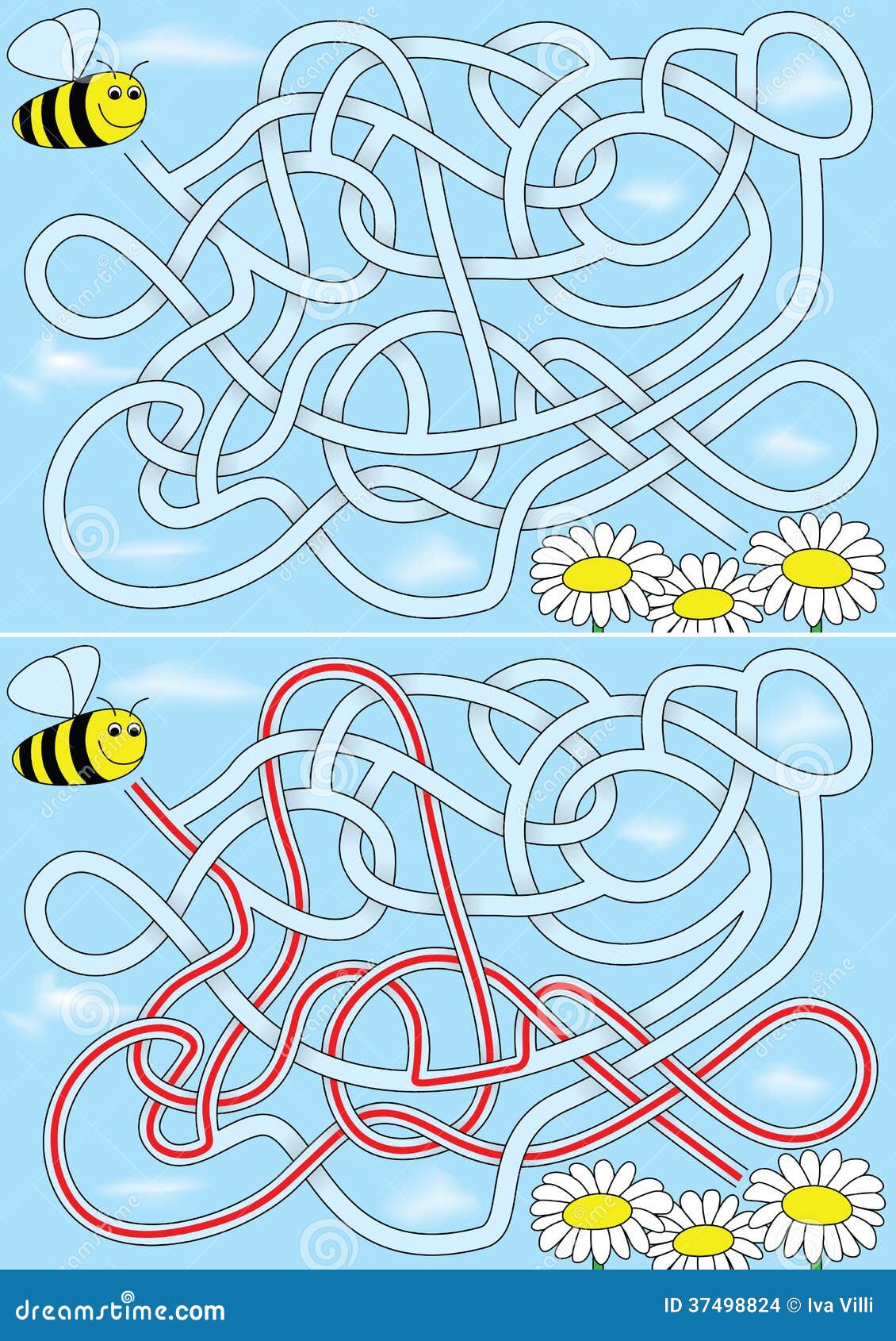Bee Maze stock vector. Illustration of solution, child - 37498824