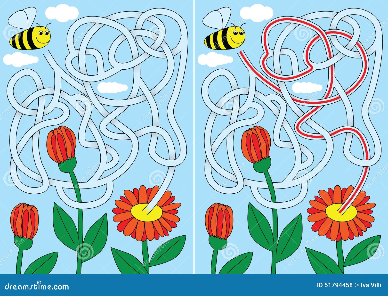 Bee Maze stock vector. Illustration of brain, drawing - 51794458