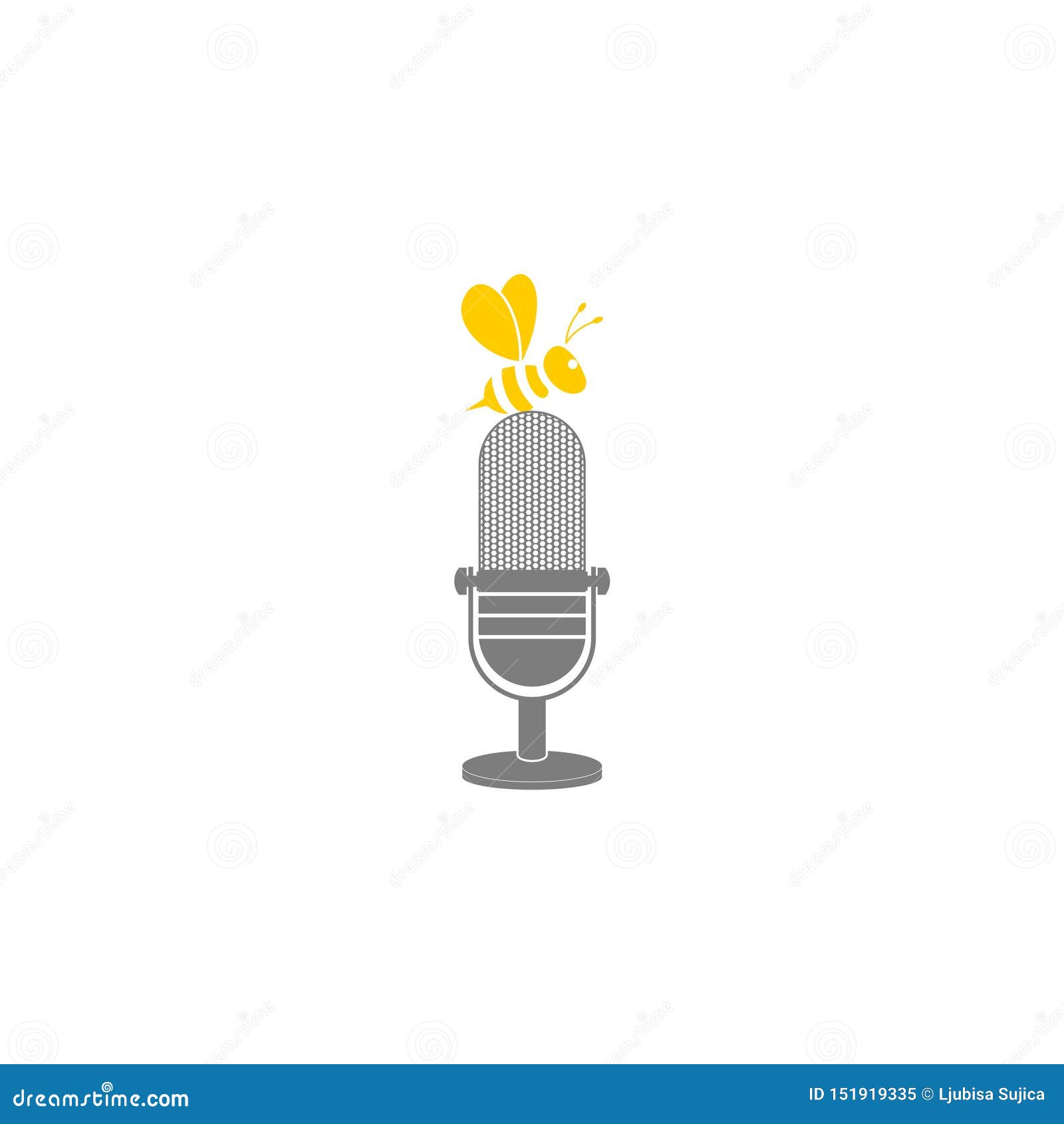 Bee with microphone logo stock vector. Illustration of concert - 151919335