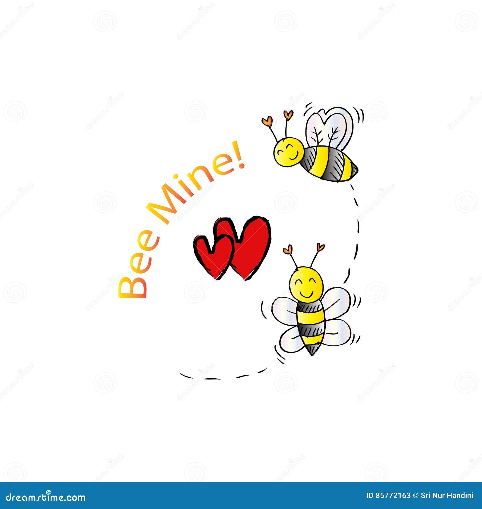Bee Mine Valentine stock illustration. Illustration of antennas - 85772163