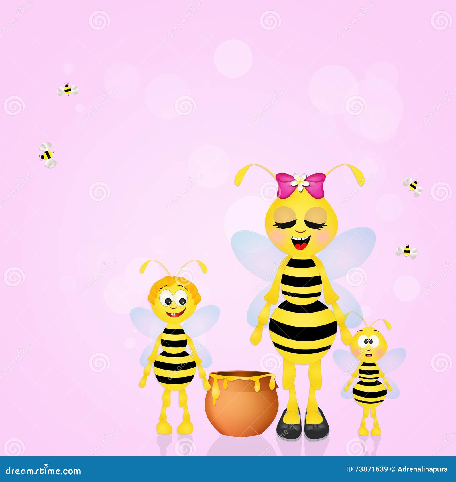 Bee mom with honey stock illustration. Illustration of cartoon - 73871639