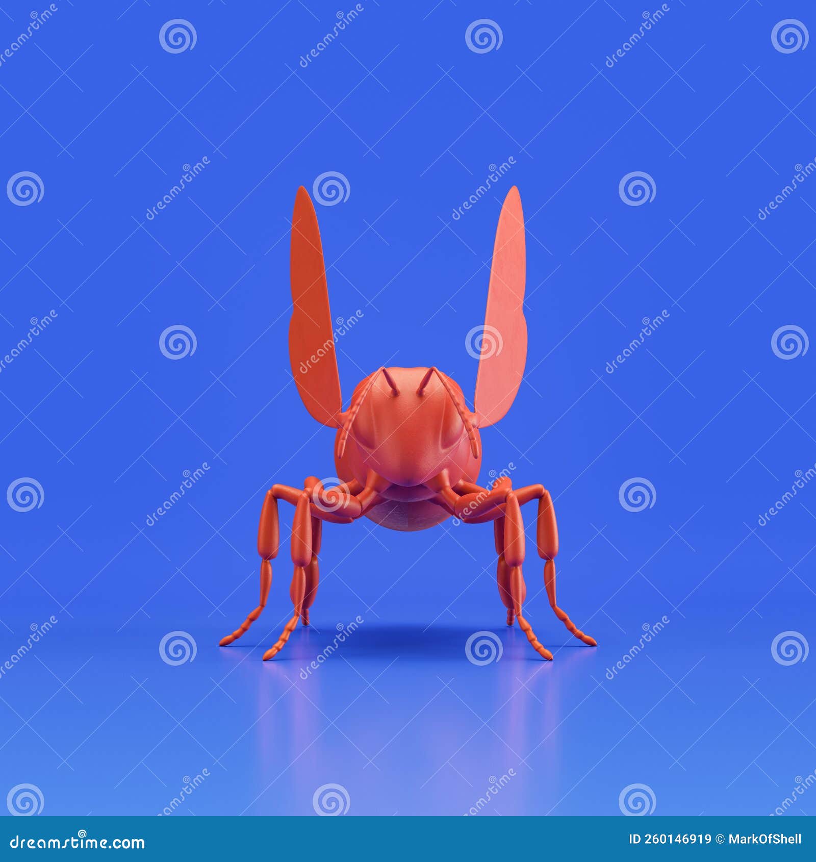 Bee Monochrome Single Color Insect. Red Color Single Varmint from Front ...