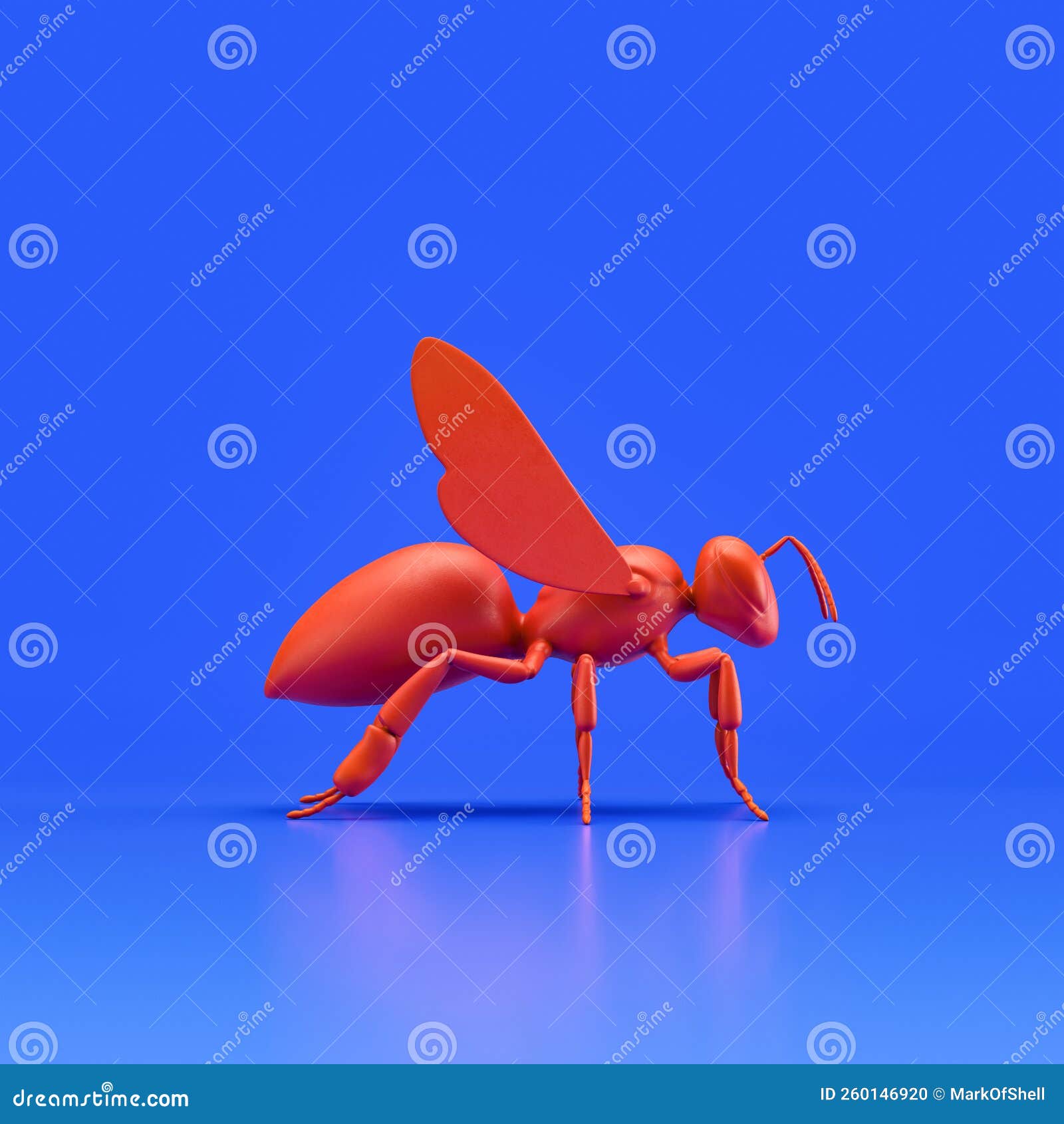Bee Monochrome Single Color Insect. Red Color Single Varmint from Side ...