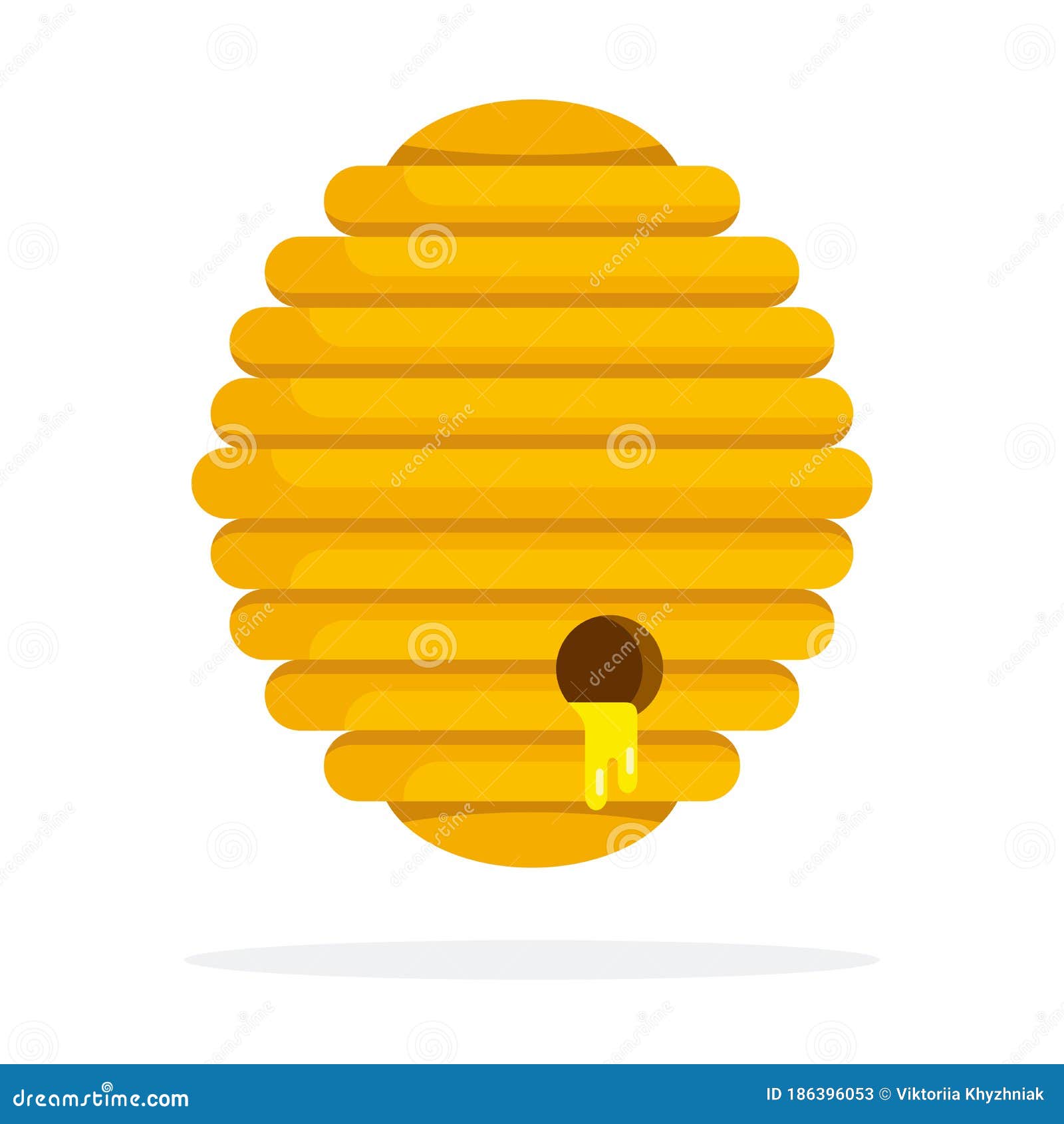 Bee Nest with Honey Flat Isolated Stock Vector - Illustration of hive ...