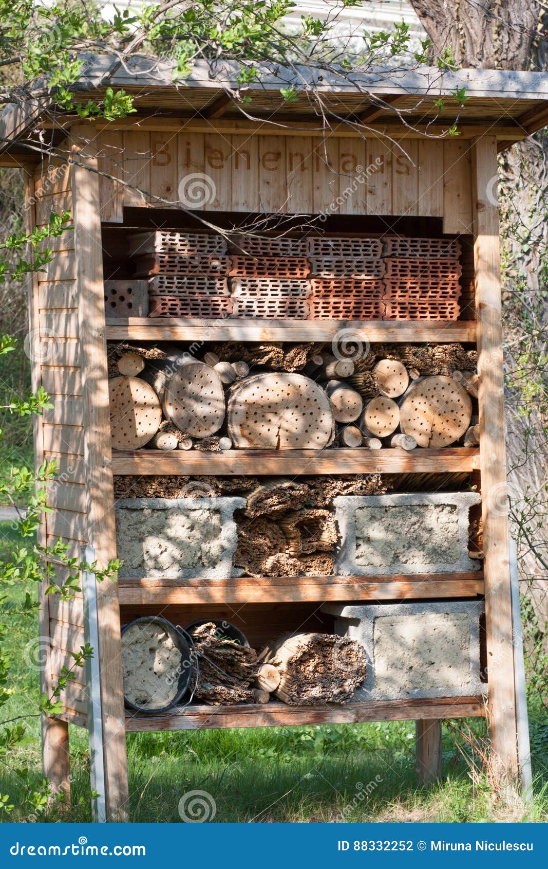 Bee Nesting Box Tree House Complex Stock Photo - Image of wood ...