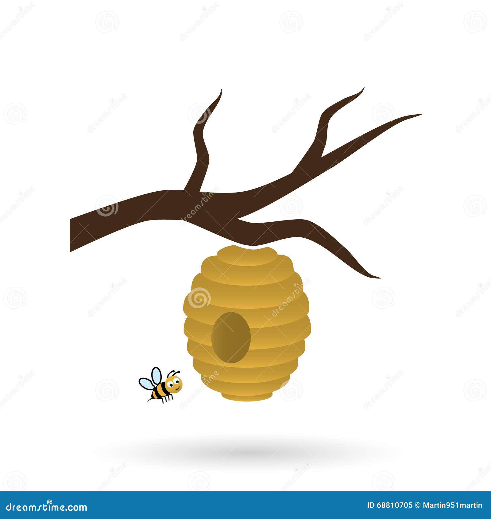 Bee Nets and Little Bee on Tree Icon Stock Vector - Illustration of ...