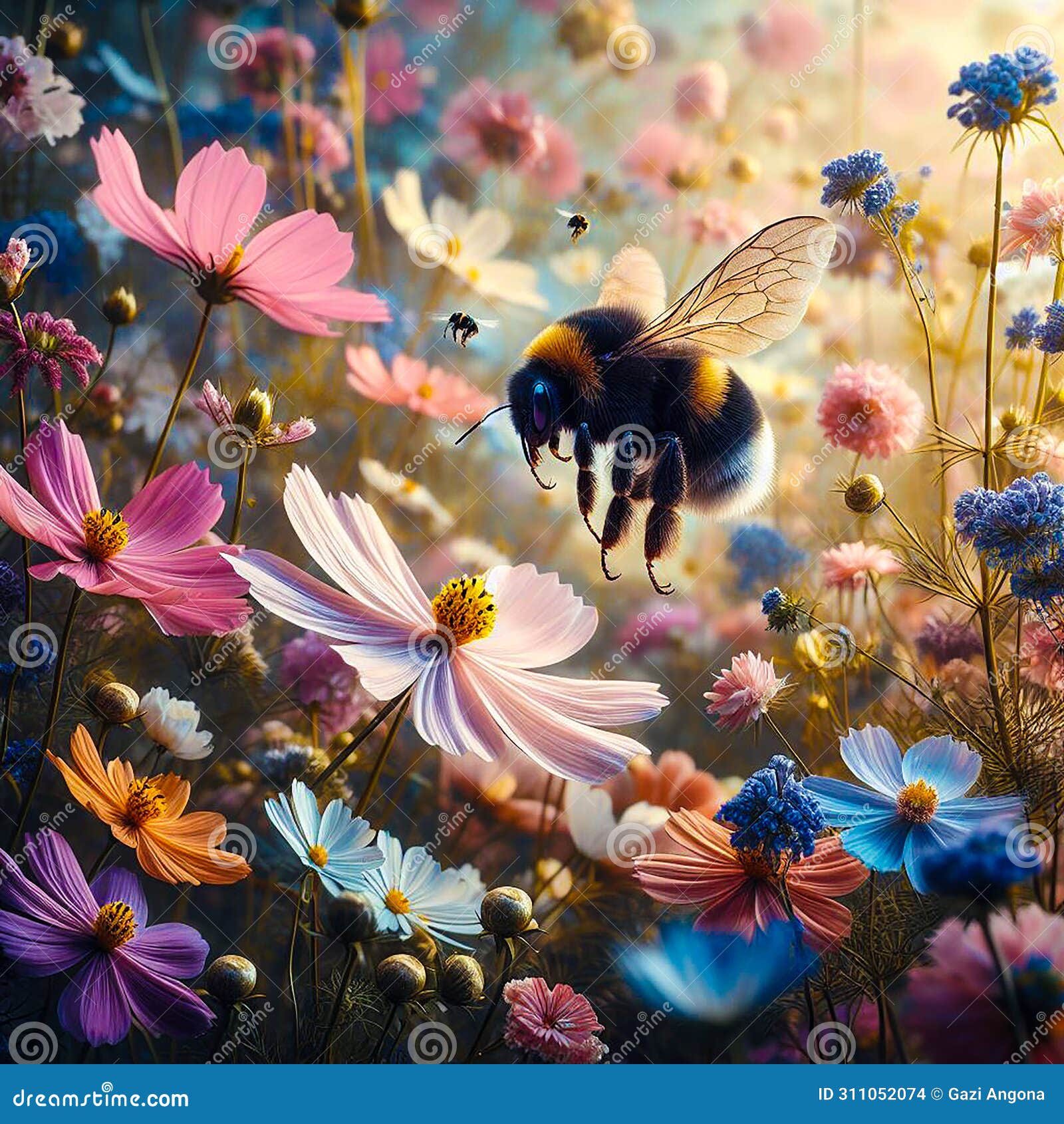 A Bee Over a Flower. Generative Ai Stock Photo - Image of nature ...