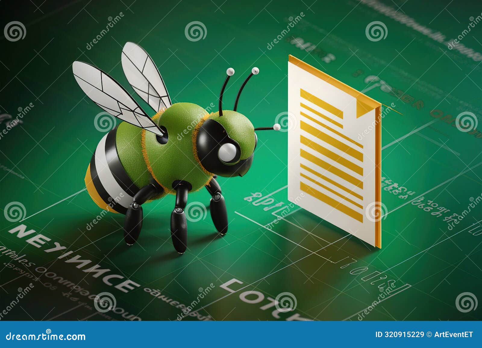 Bee and Documents. Hard Work Concept Stock Illustration - Illustration ...