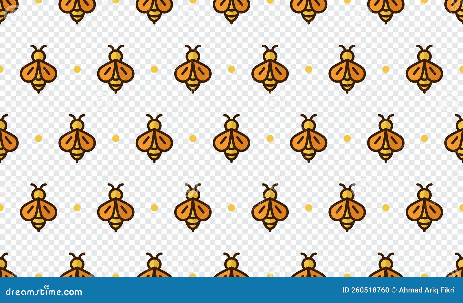 Bee Pattern with Cartoon Bee Characters. Seamless Bee Background Stock ...