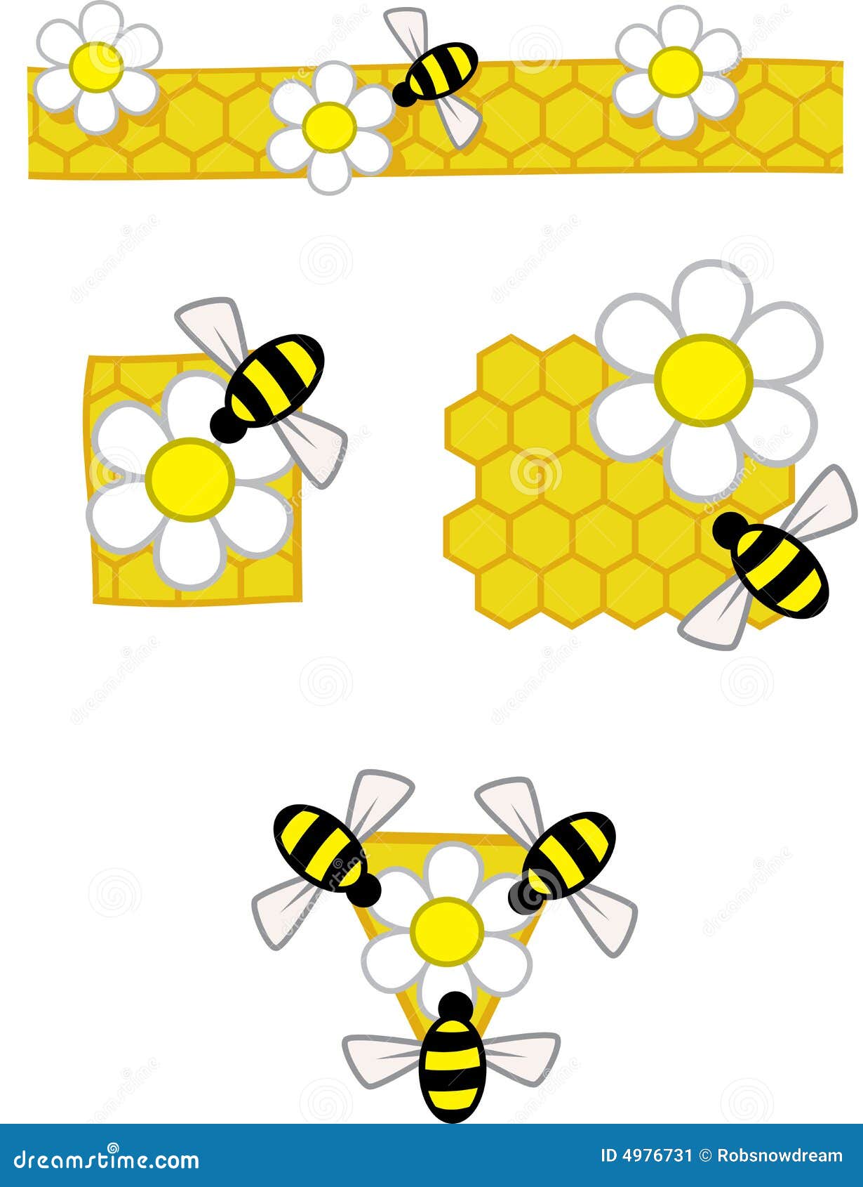 Bee Patterns Cartoon Vector | CartoonDealer.com #4976731