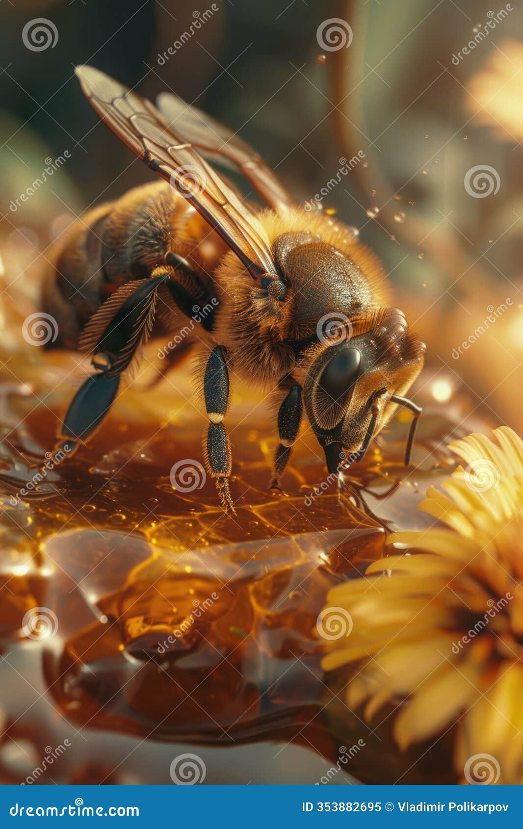 A Bee Perched on a Small Pool of Water. Ideal for Nature and Wildlife ...