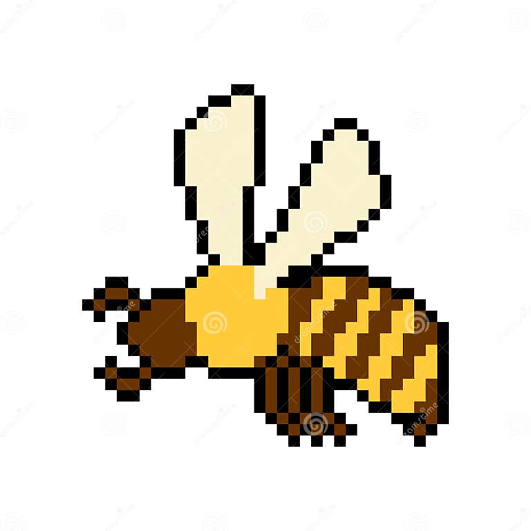 Bee Pixel Art. Insect Honeybee 8 Bit Stock Illustration - Illustration ...