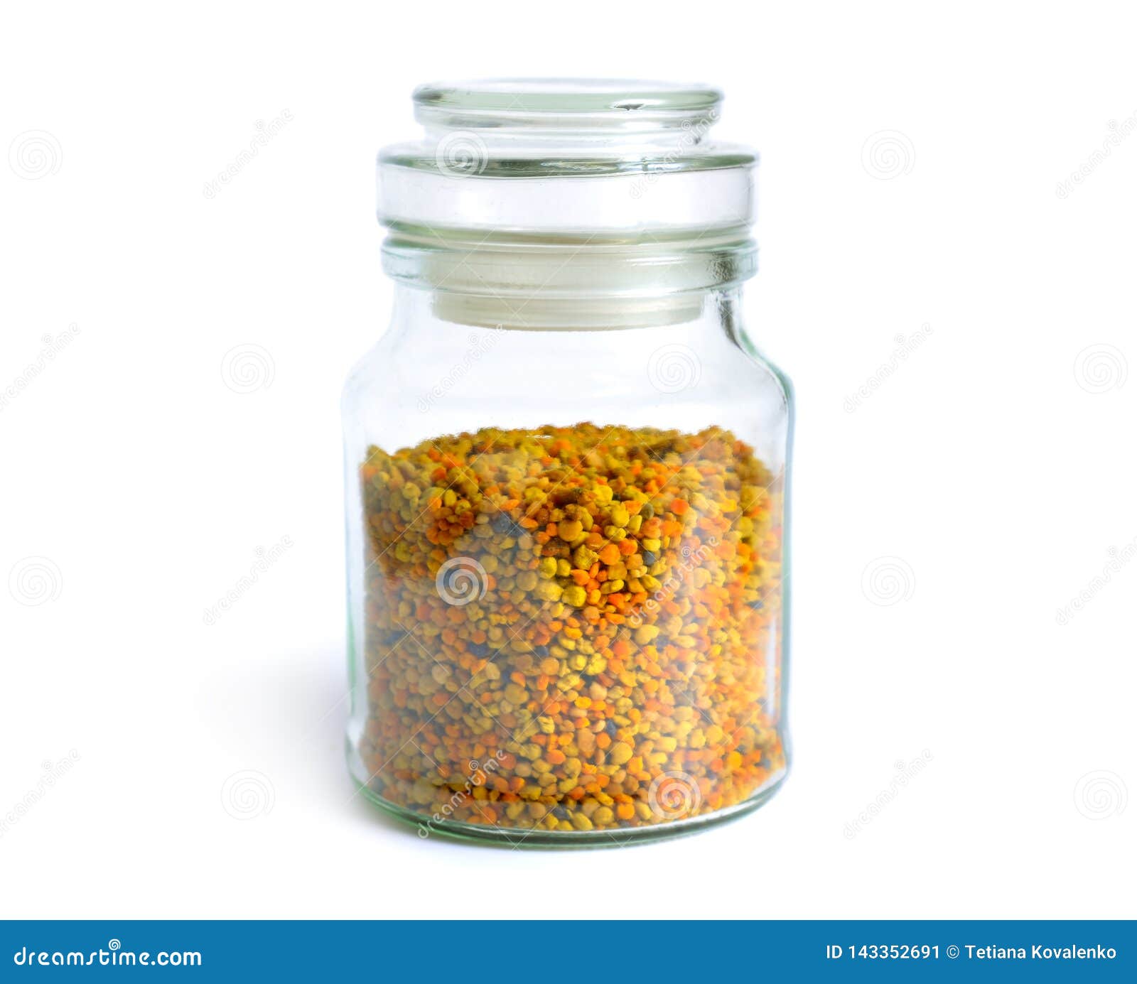 Bee Pollen Baskets in the Glass Jar. Isolated on White Background Stock ...