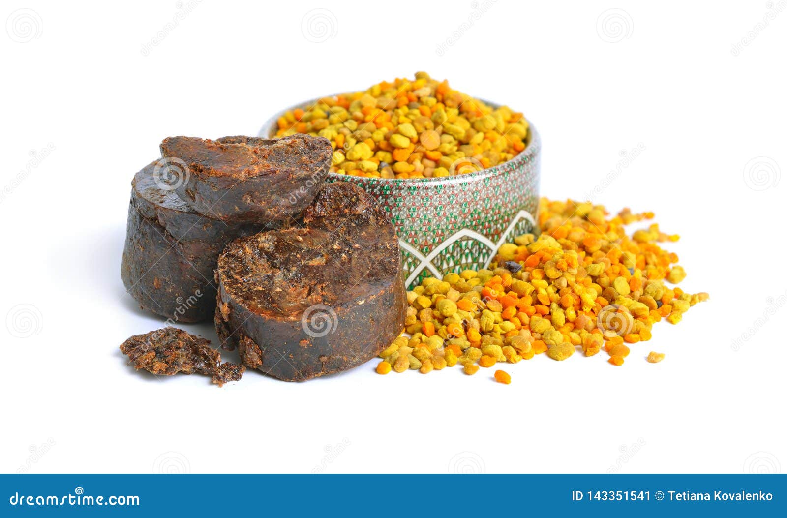 Bee Pollen Baskets with Propolis or Bee Glue. Isolated on White ...