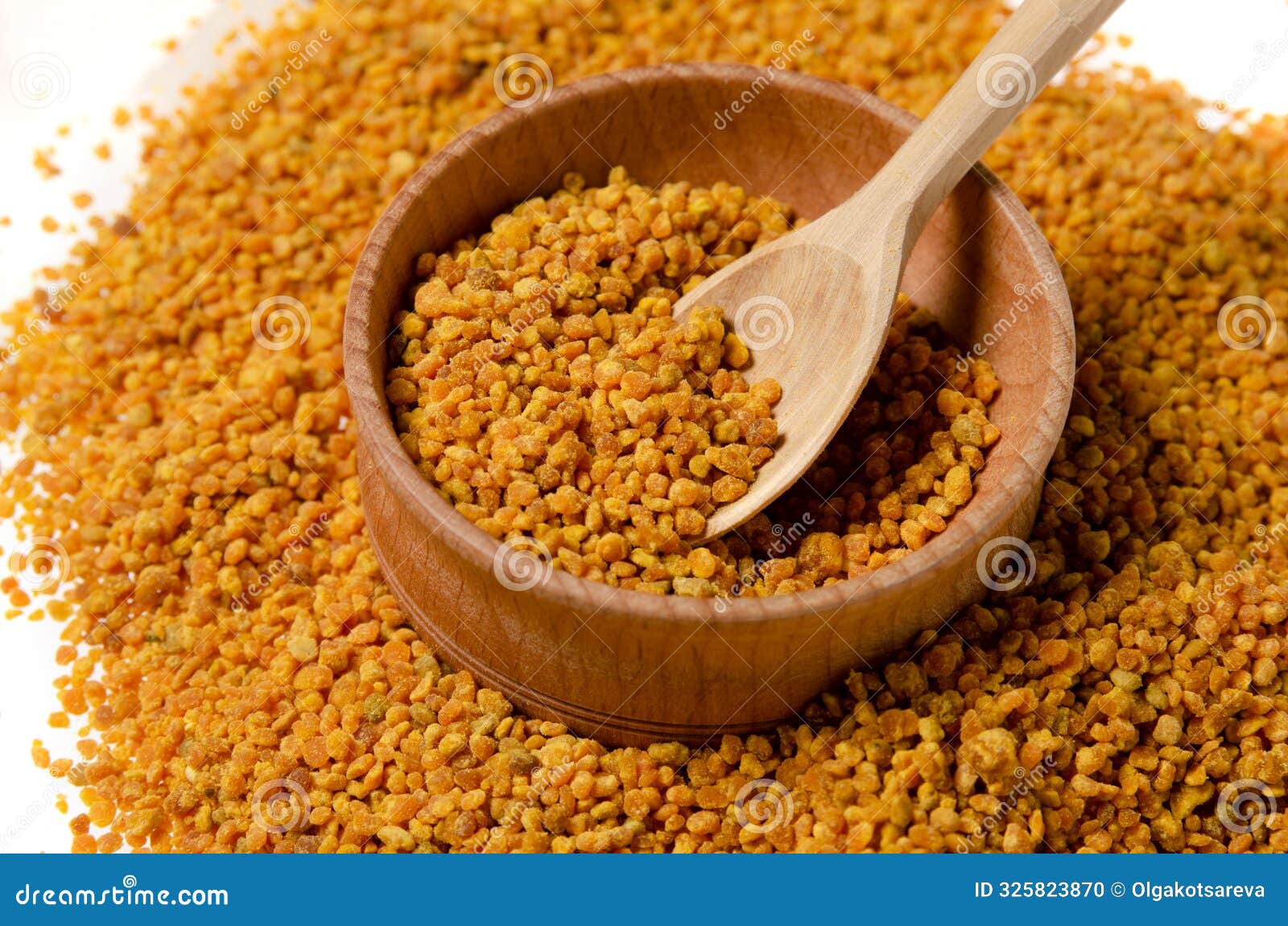 Bee Pollen Grains in Spoon and Pile Isolated on White Background Stock ...