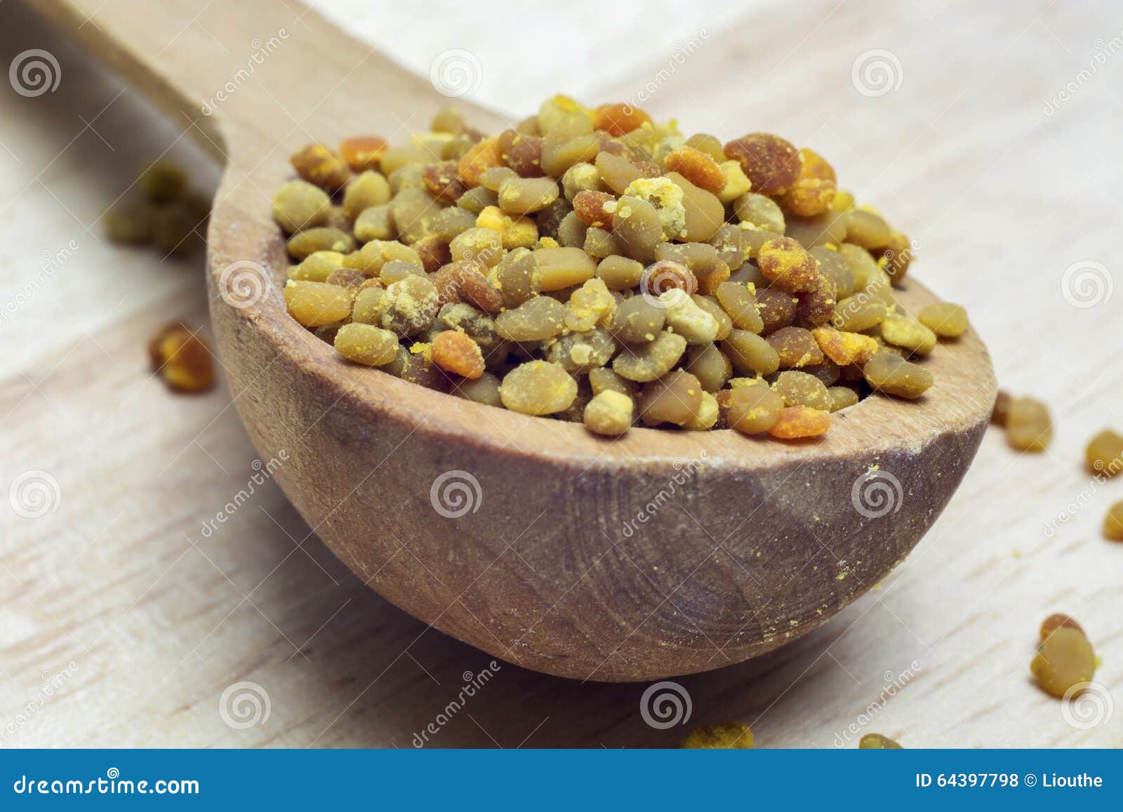 Fresh Bee Pollen Granules in Wooden Spoon Stock Photo - Image of ...
