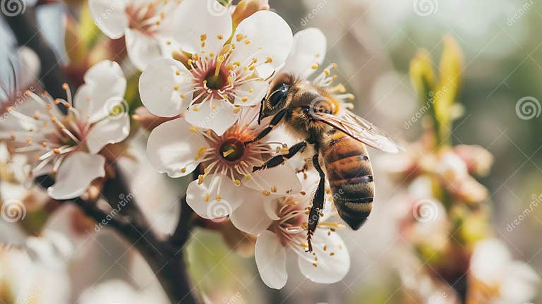 Bee Pollination and Ecosystem Health Stock Illustration - Illustration ...