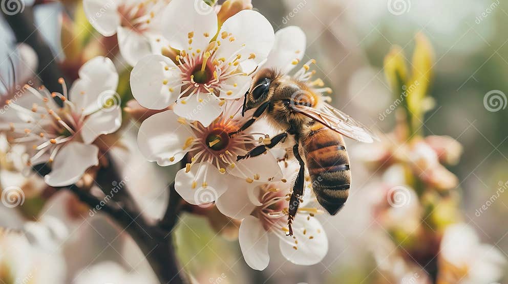 Bee Pollination and Ecosystem Health Stock Illustration - Illustration ...