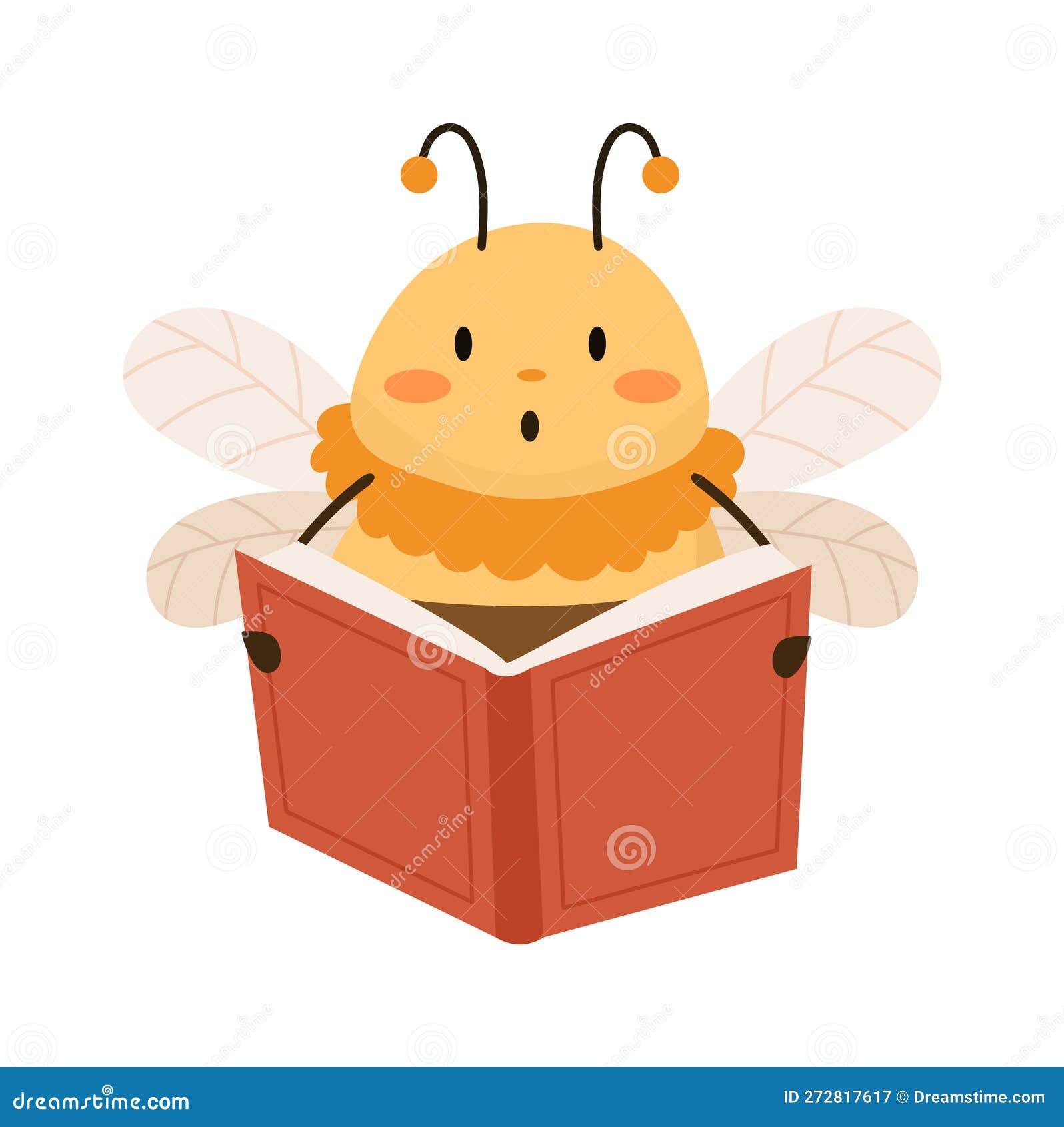 Bee Reading Book stock vector. Illustration of pollination - 272817617