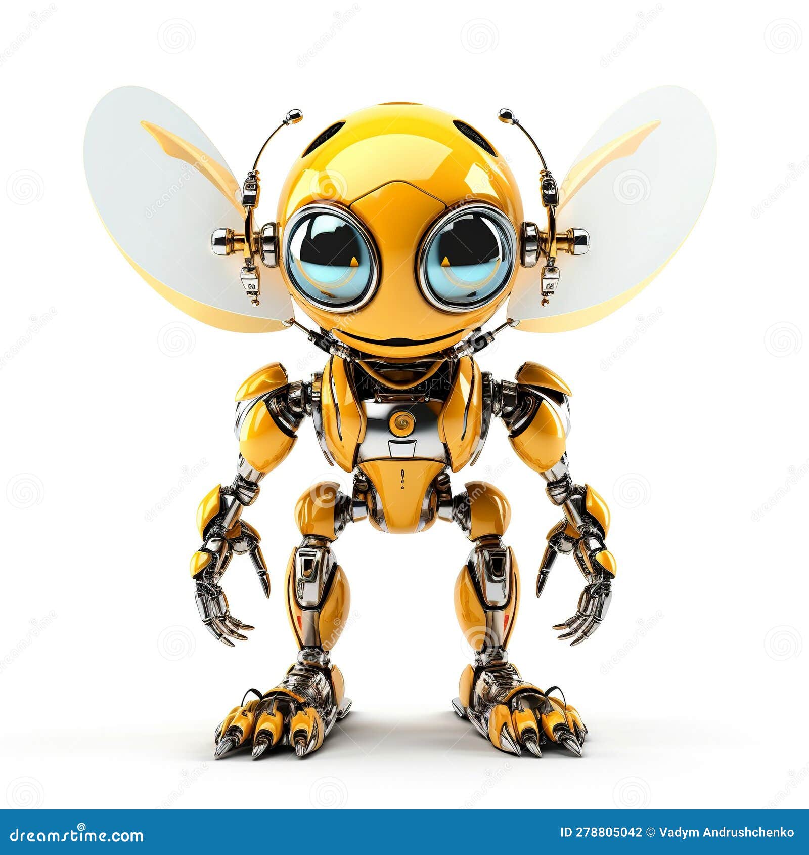 Bee Robot, Cute Robotic Insect Isolated Over White Background. Created ...