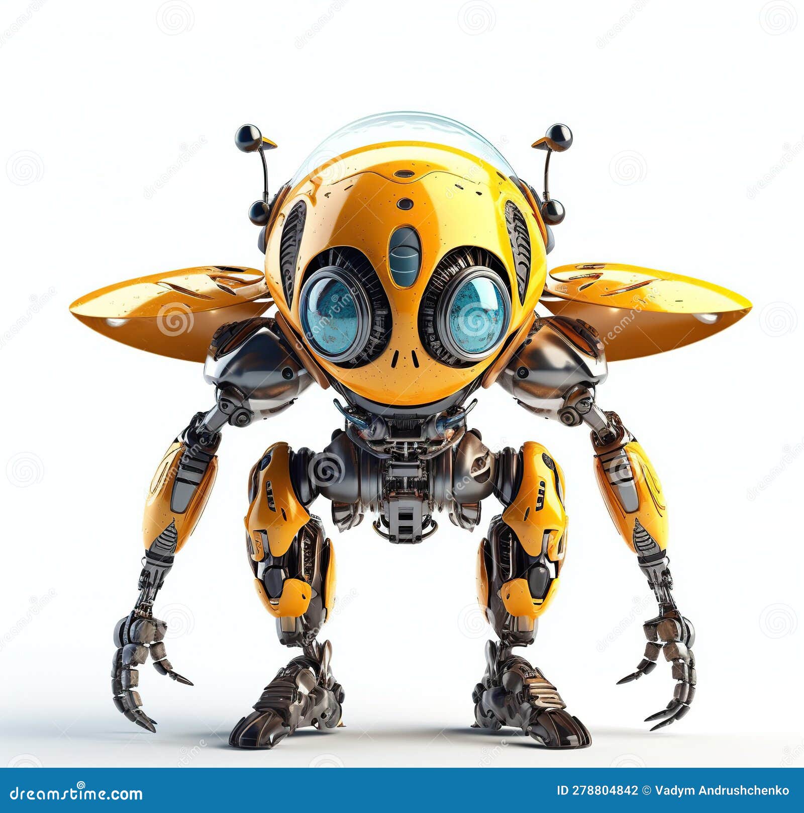 Bee Robot, Cute Robotic Insect Isolated Over White Background. Created ...