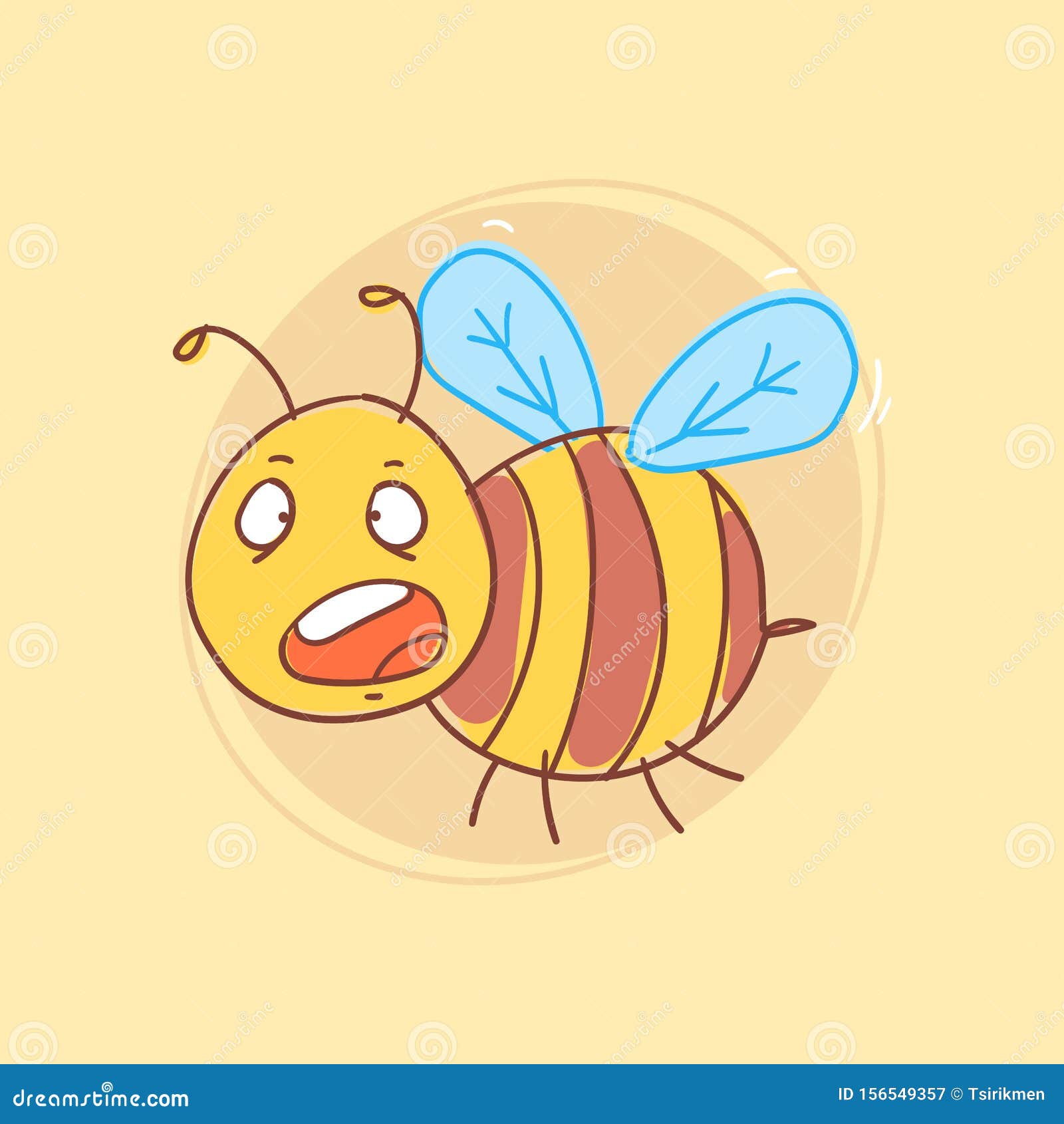 Bee Scared in Flight. Funny Character Stock Vector - Illustration of ...