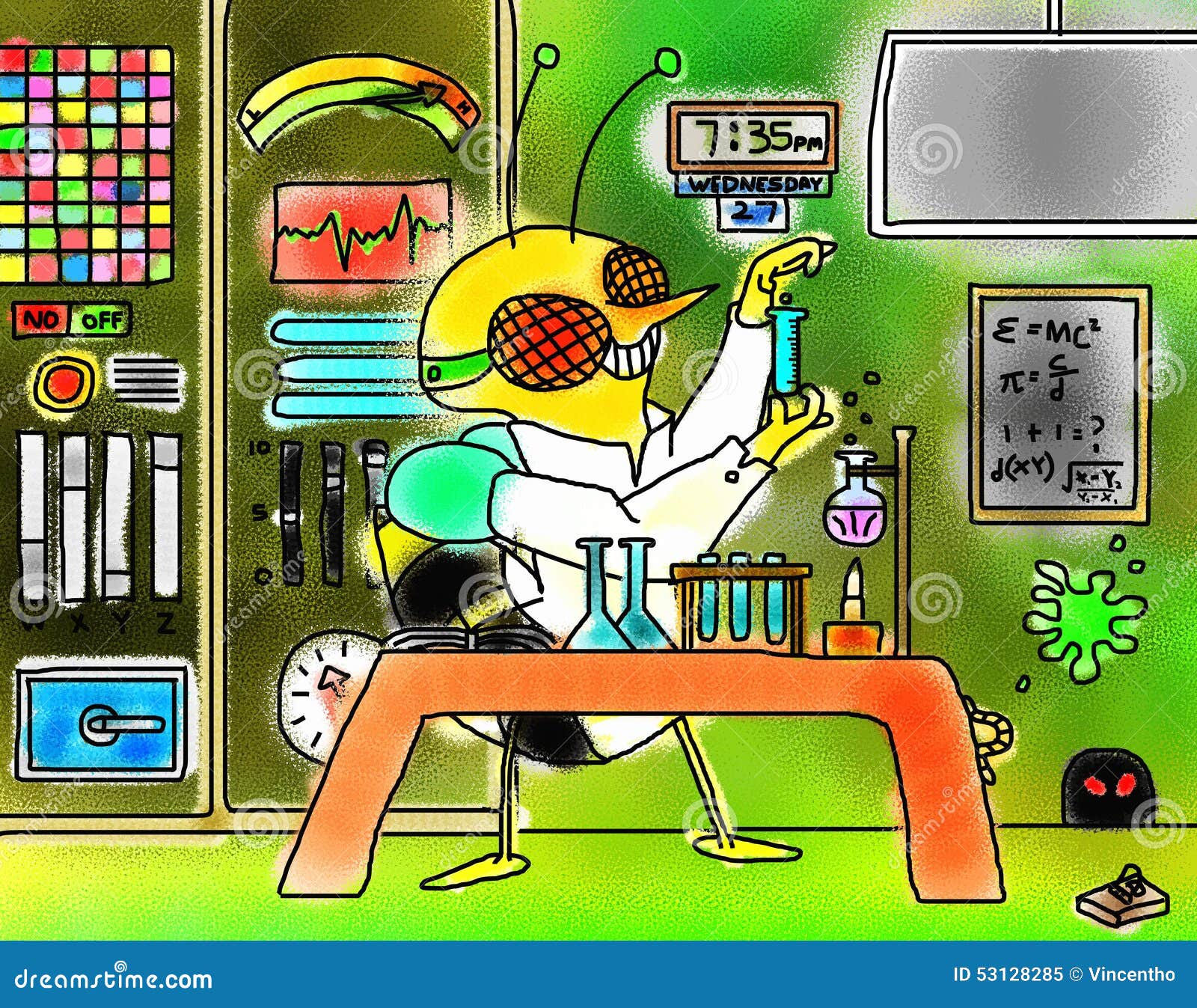 Bee Scientist at Work in Lab Stock Illustration - Illustration of ...