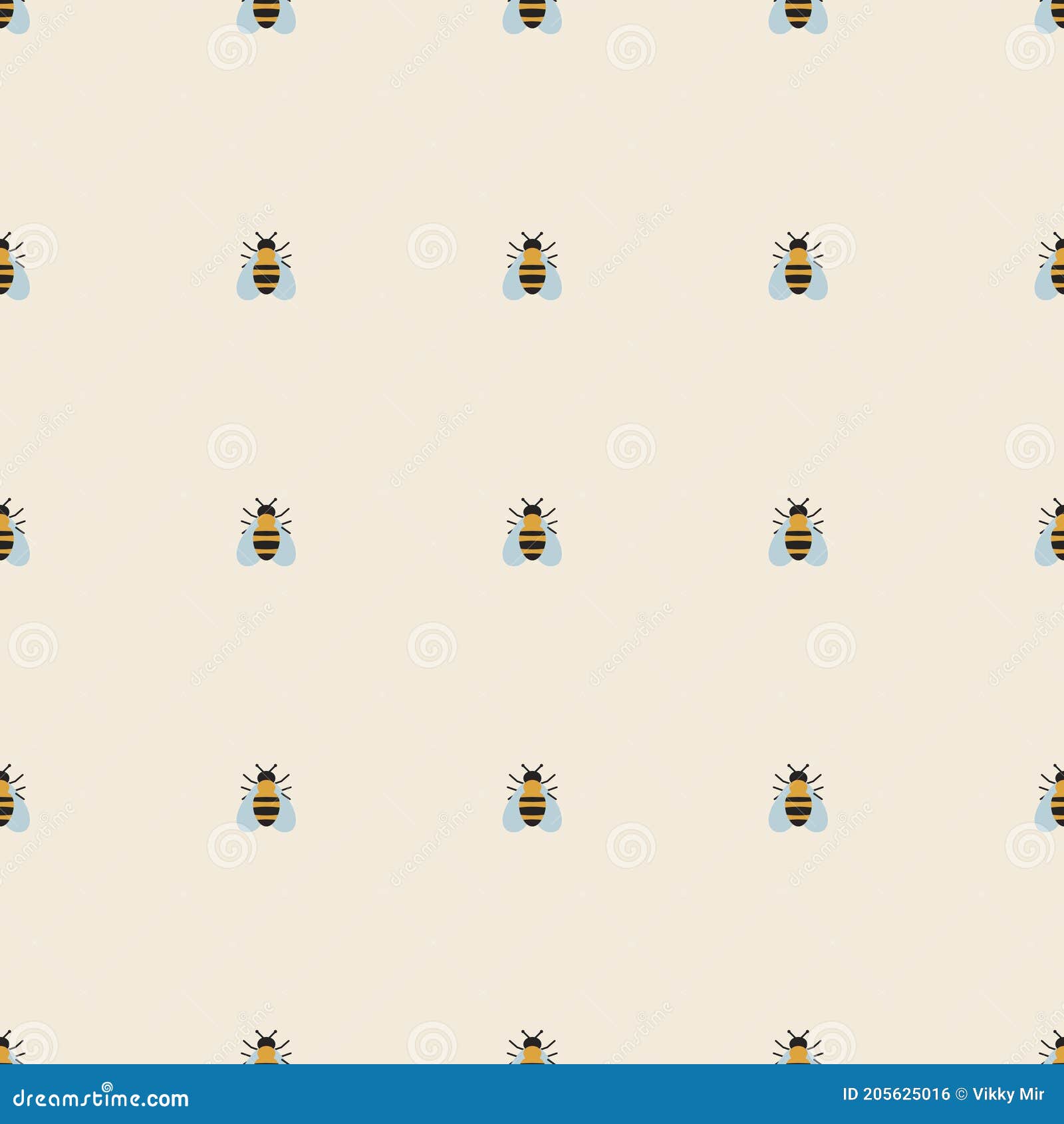 Bee Seamless Pattern As Texture or Ornament, Flat Vector Illustration ...