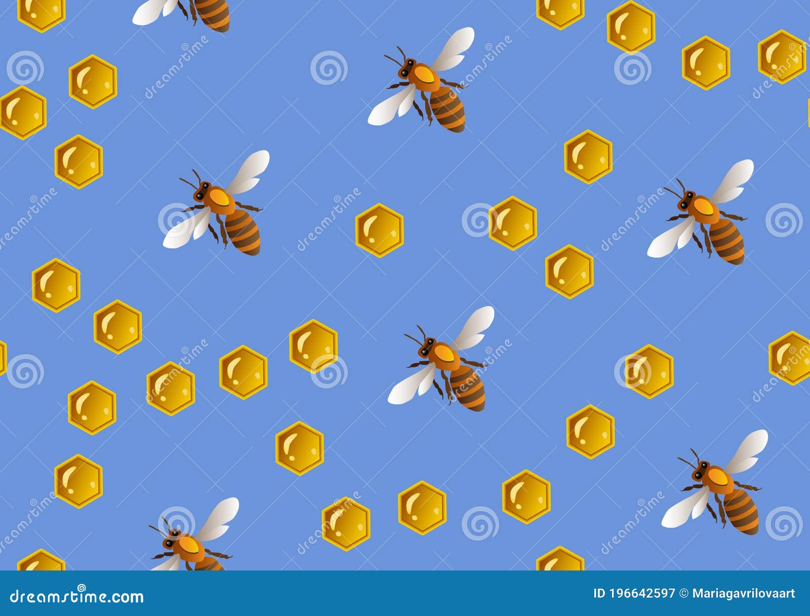 Bee Seamless Pattern Background . Vector Bee Background Stock Vector ...