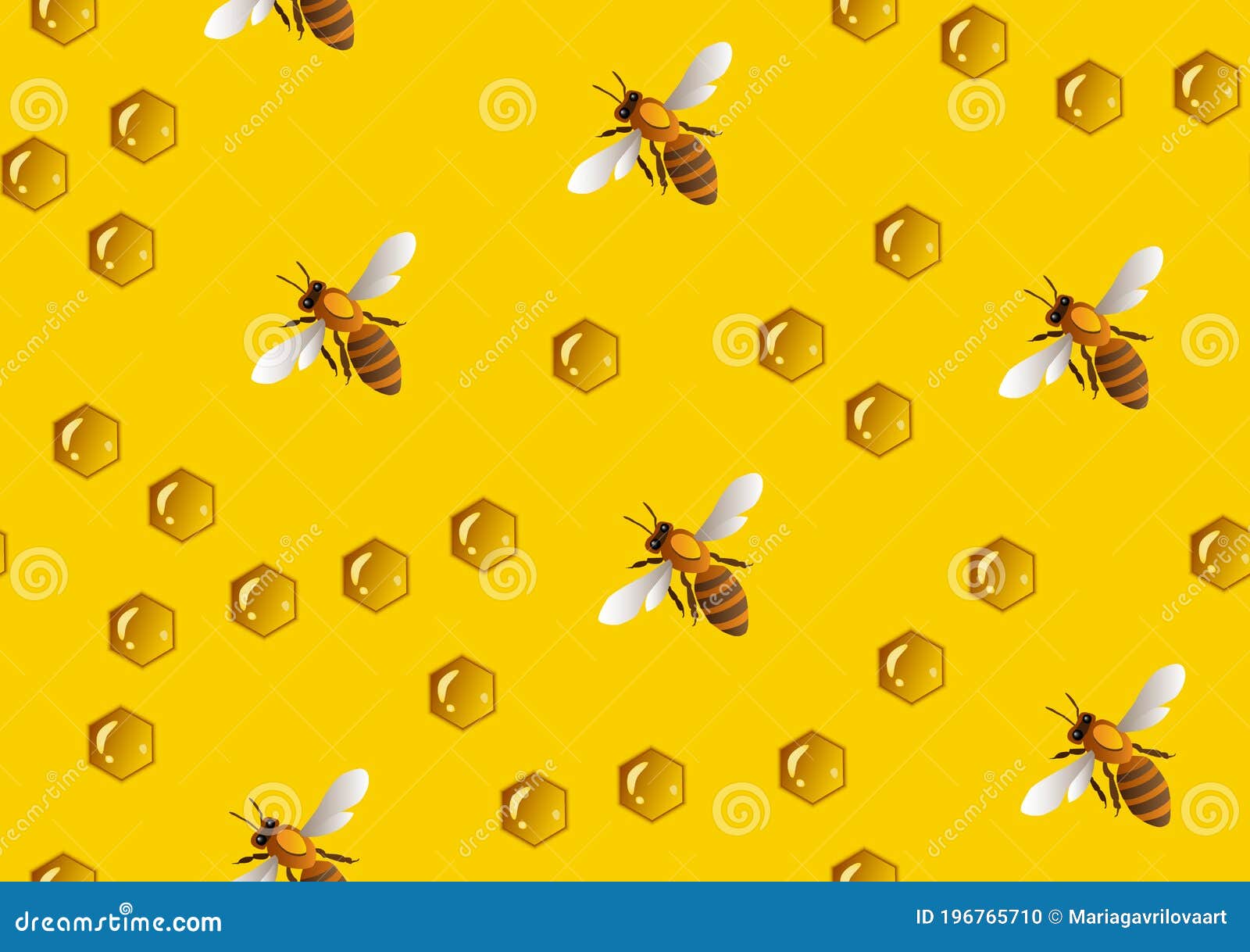 Bee Seamless Pattern Background . Vector Bee Background Stock Vector ...
