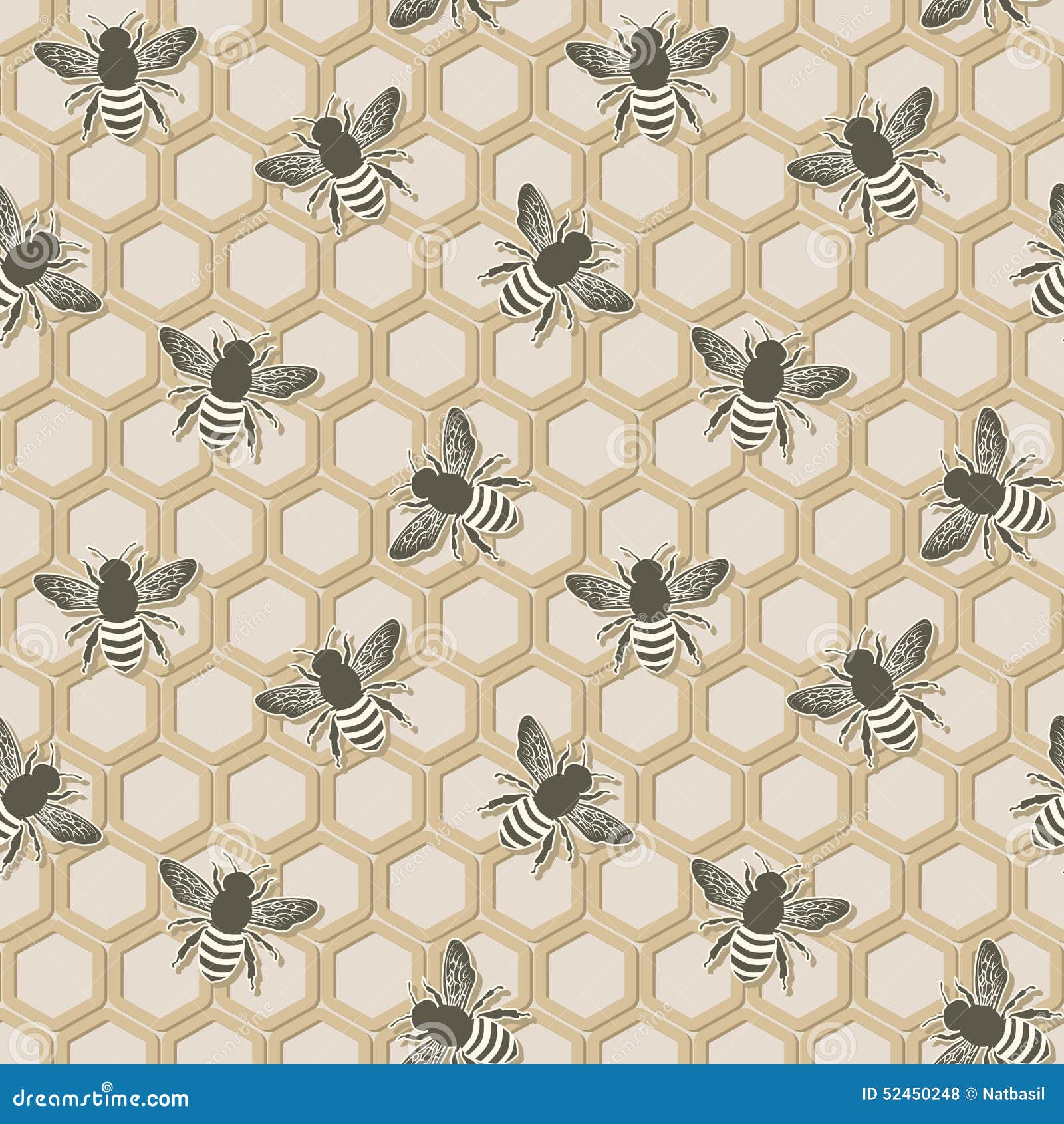 Bee seamless pattern stock vector. Illustration of hive - 52450248