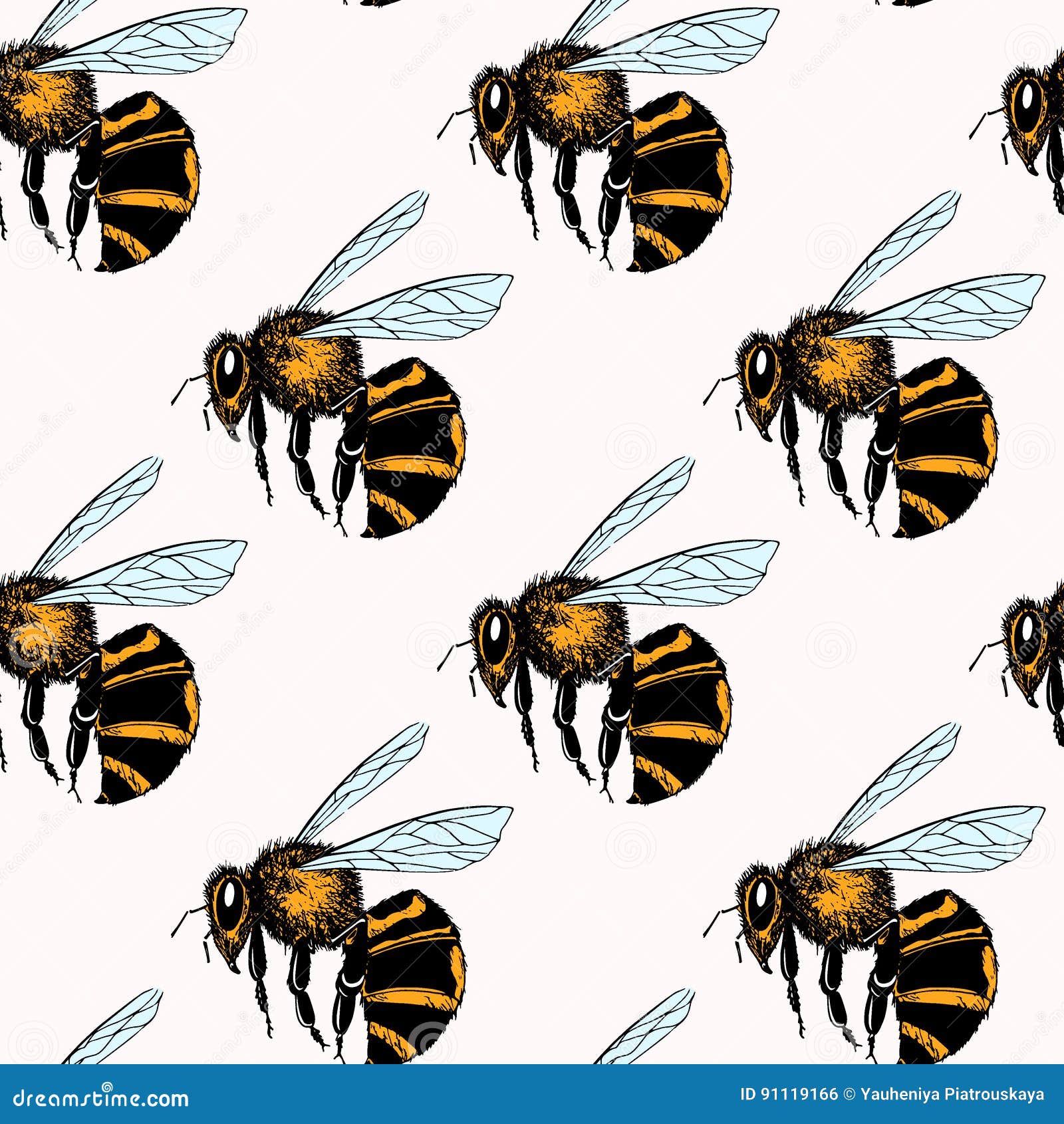 Bee seamless pattern stock vector. Illustration of nature - 91119166