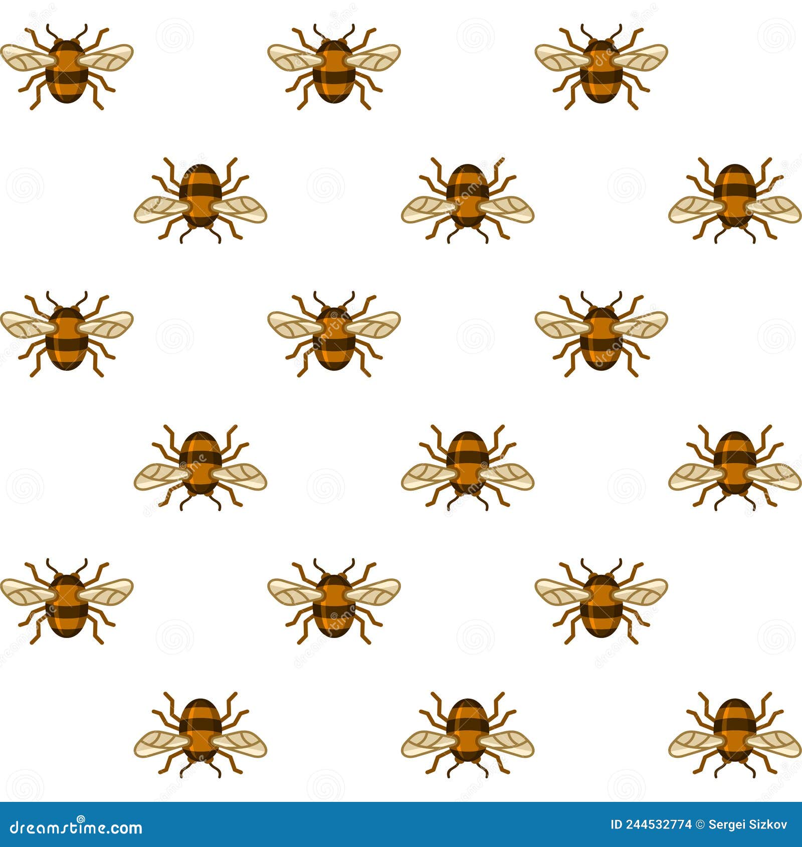 Bee Seamless Pattern on White Background. Vector Stock Vector ...