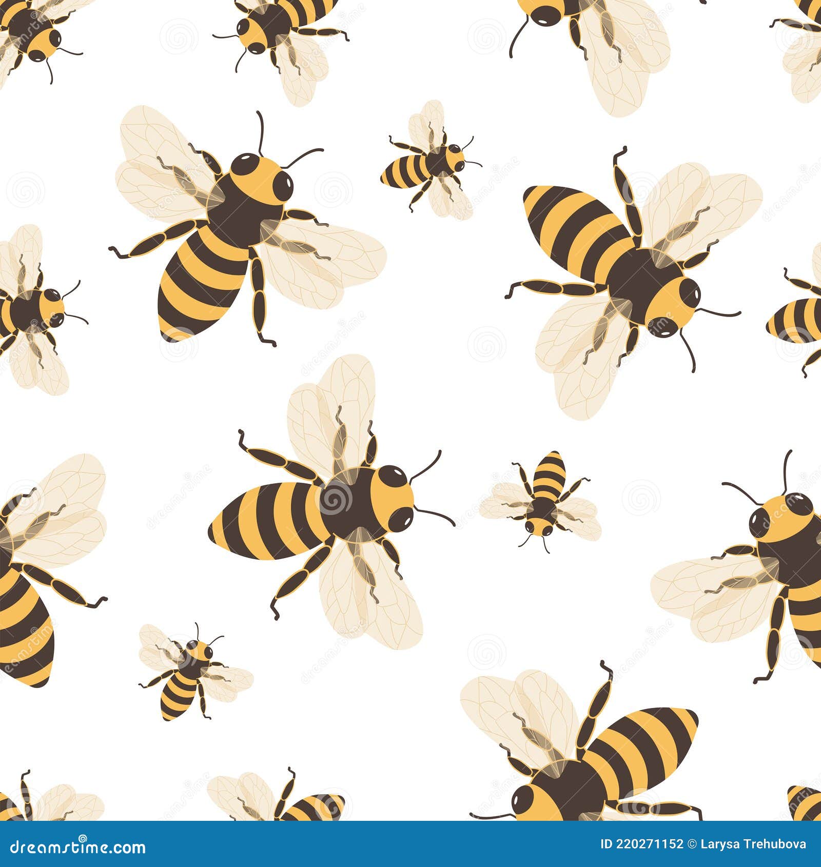 Bee Seamless Vector Pattern. Great for Themed Backgrounds, Home Decor ...