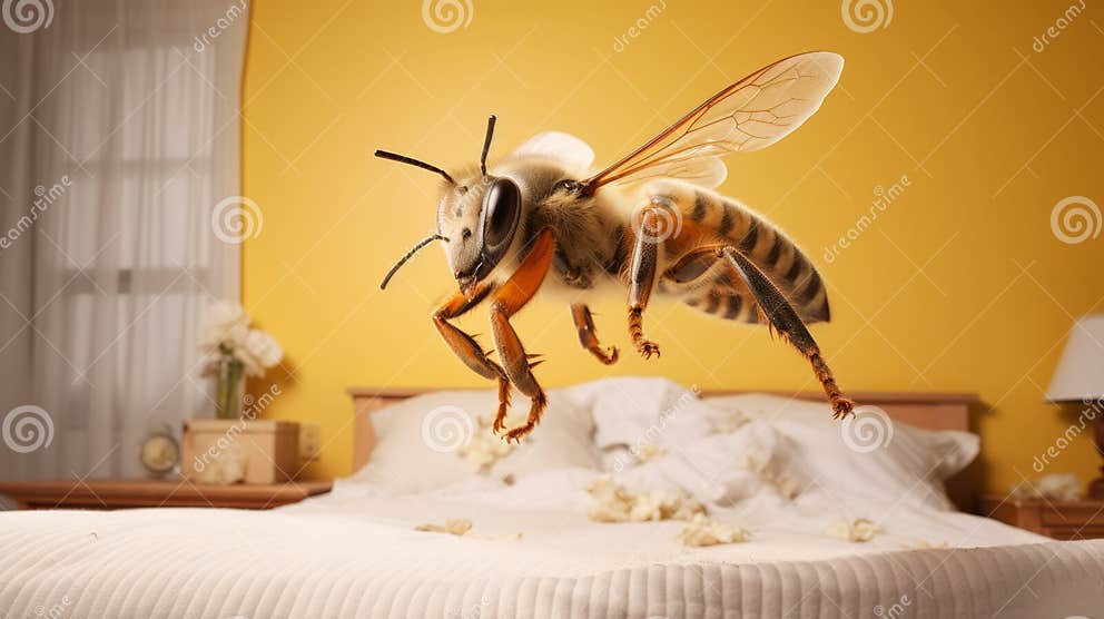 Bee Jumping on Bed Sheets stock illustration. Illustration of ...