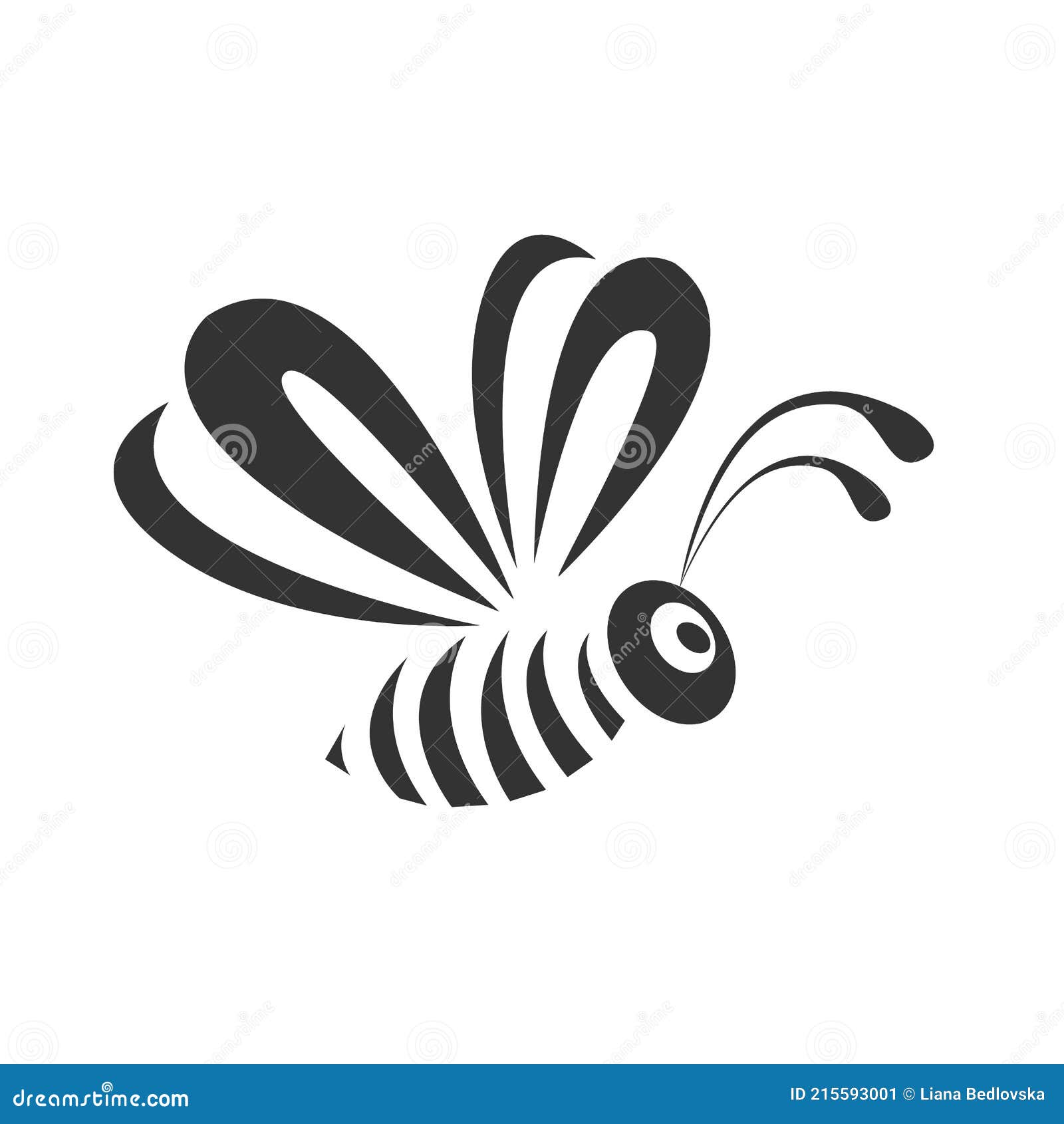 Stylized Bee in a Simple Style Stock Vector - Illustration of flies ...